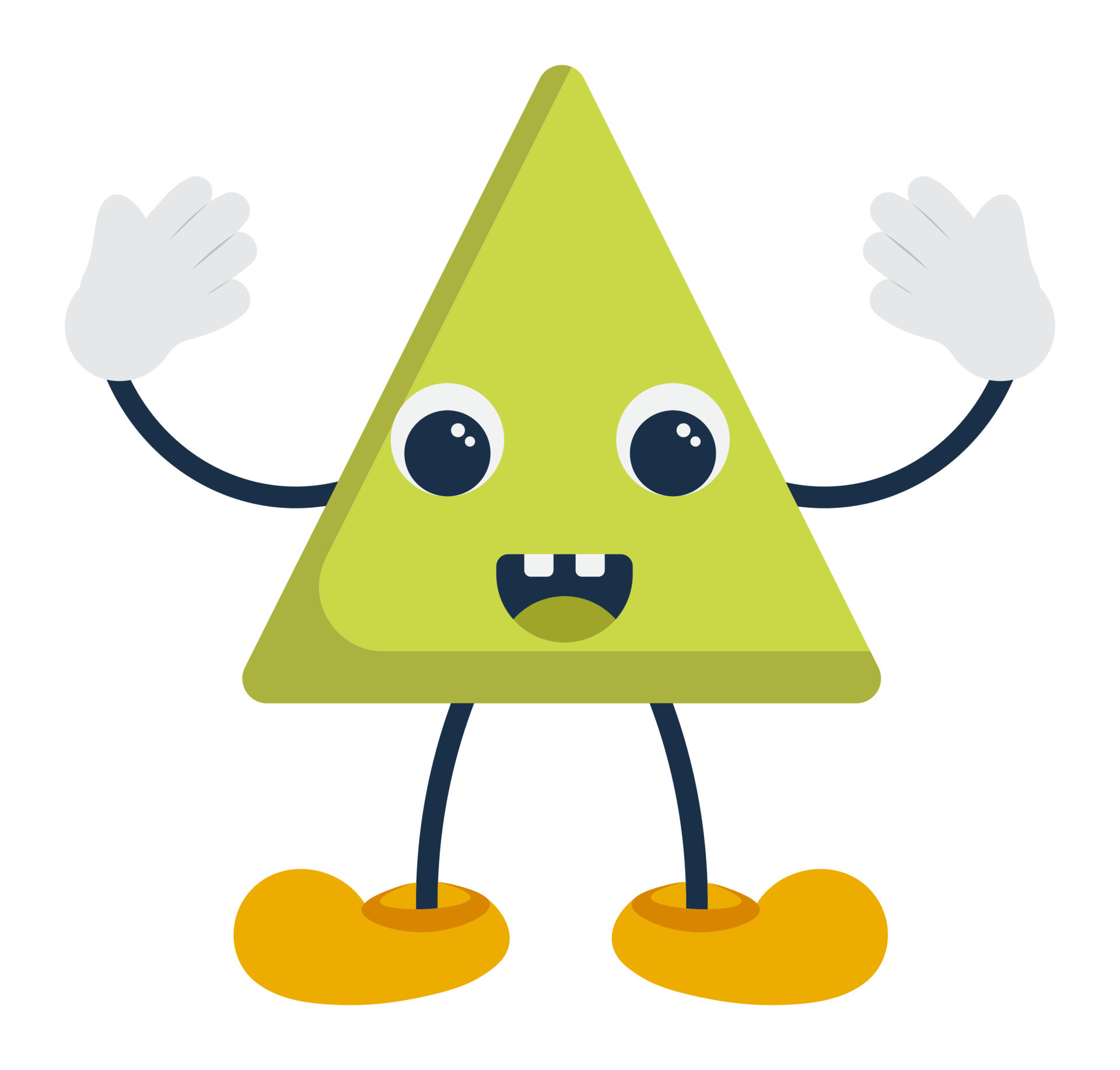Laughing Green Triangle Cartoon Shape With Hand Up In Sticker Style ... Laughing Green Triangle Cartoon Shape With Hand Up In Sticker Style ...