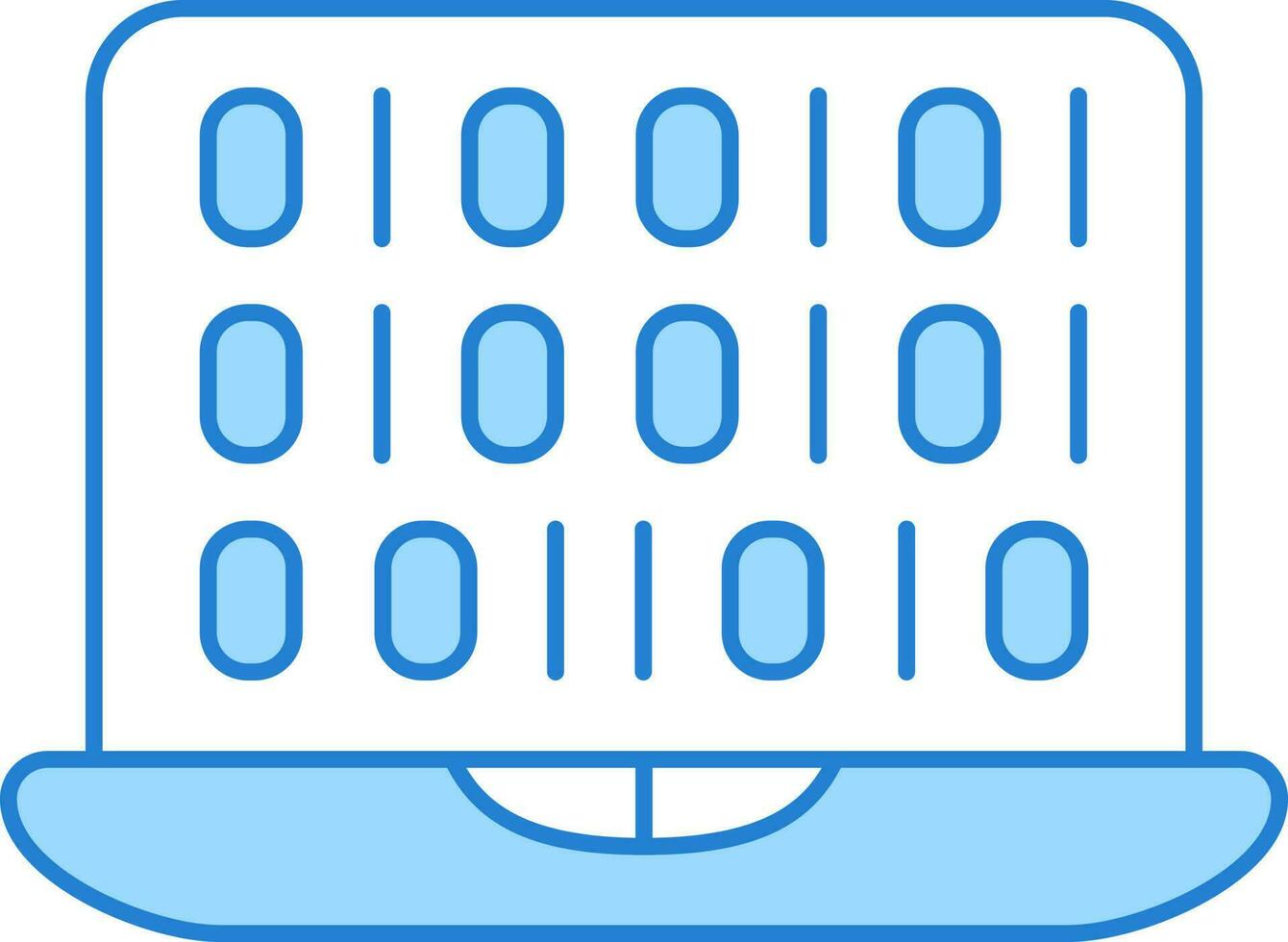 Blue Binary Code Laptop Screen Flat Icon. 24159192 Vector Art at Vecteezy