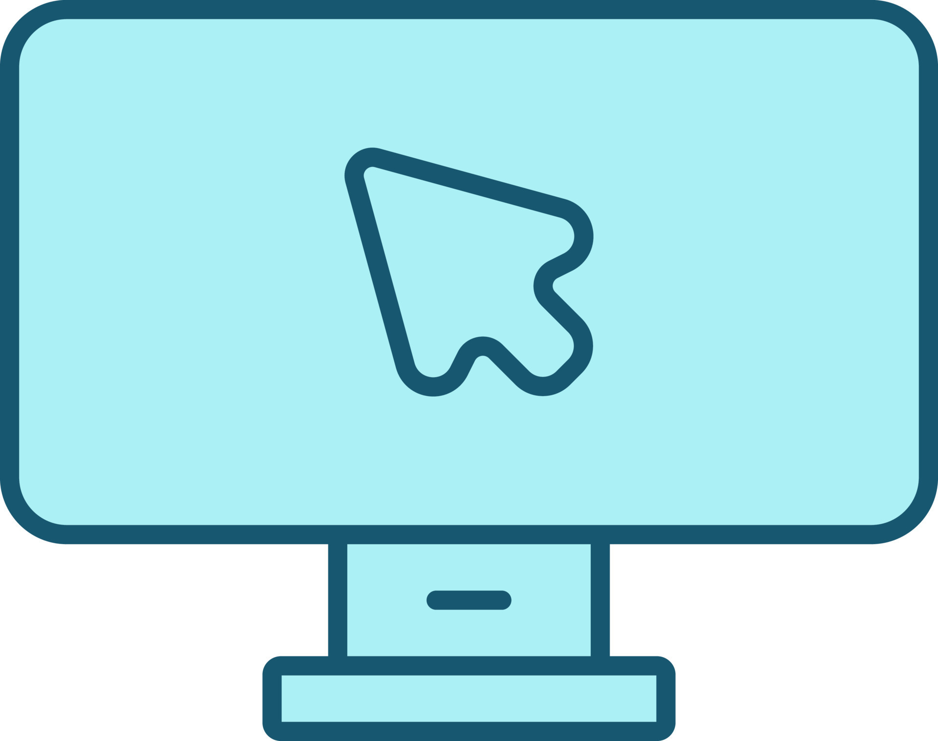 Flat Style Cursor In Computer Screen Turquoise Icon. 24159701 Vector ...