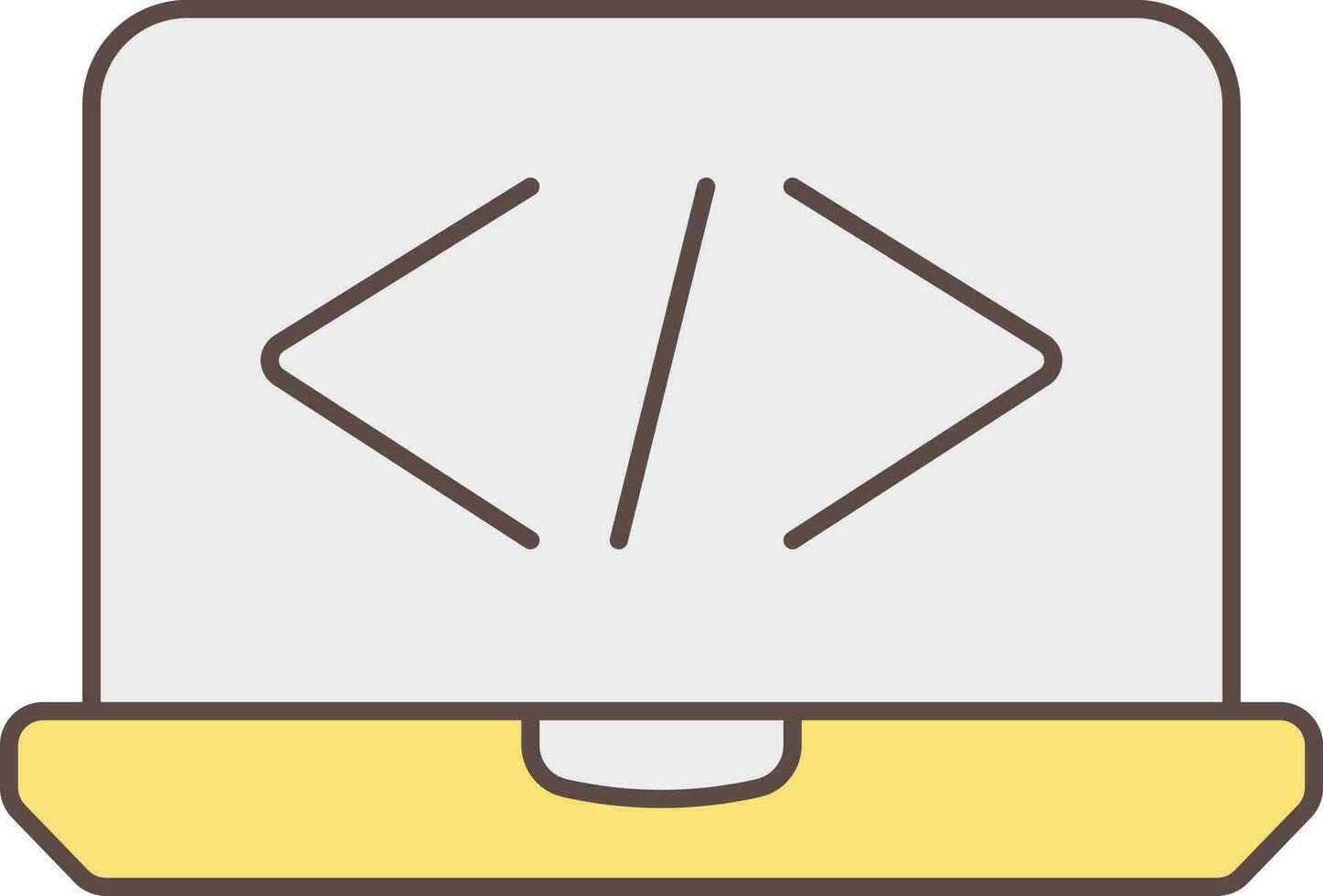 Web Programming App In Laptop Yellow And Grey Icon. 24160257 Vector Art ...