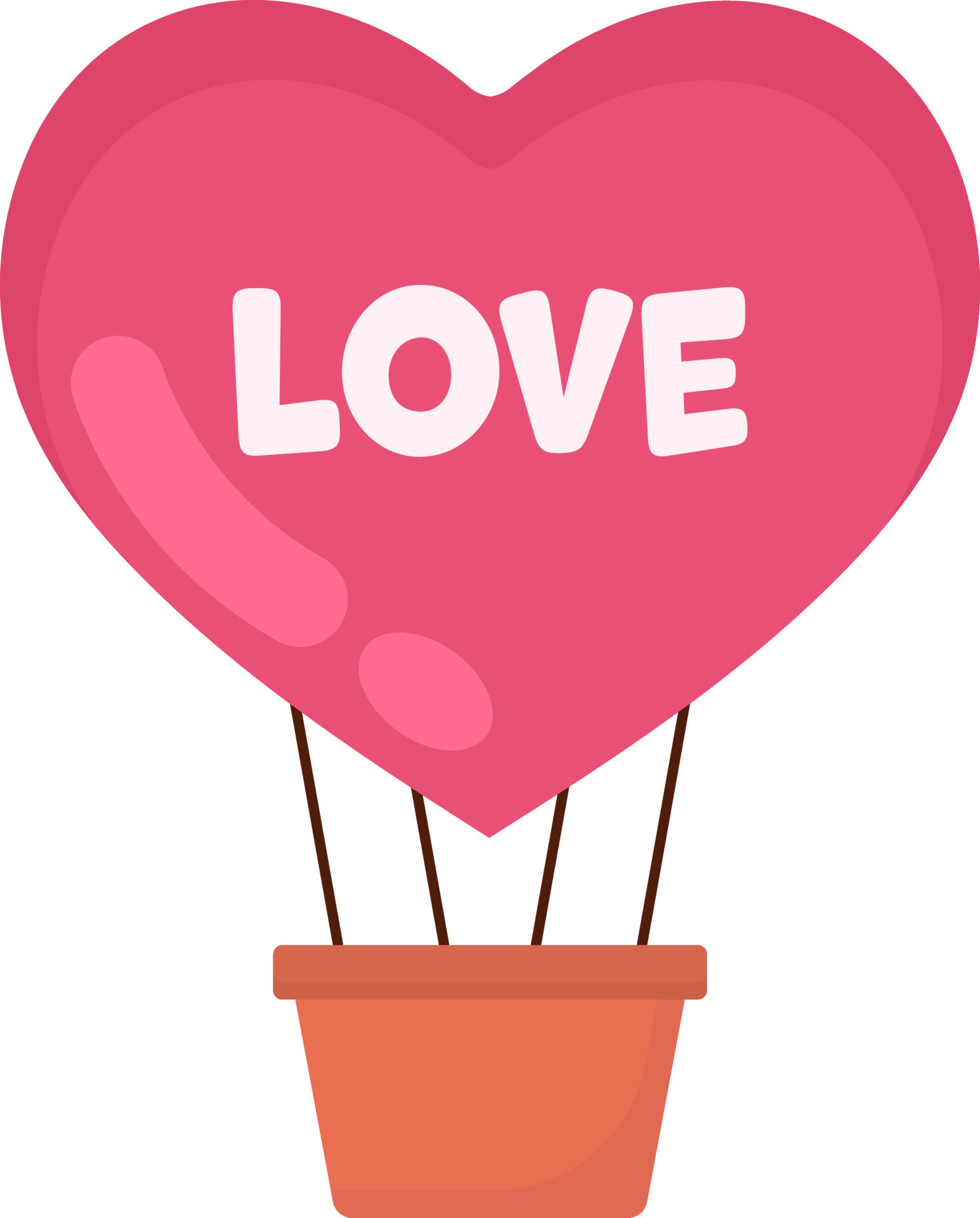 Love Text Heart Shape Hot Air Balloon Icon In Flat Style 24160748