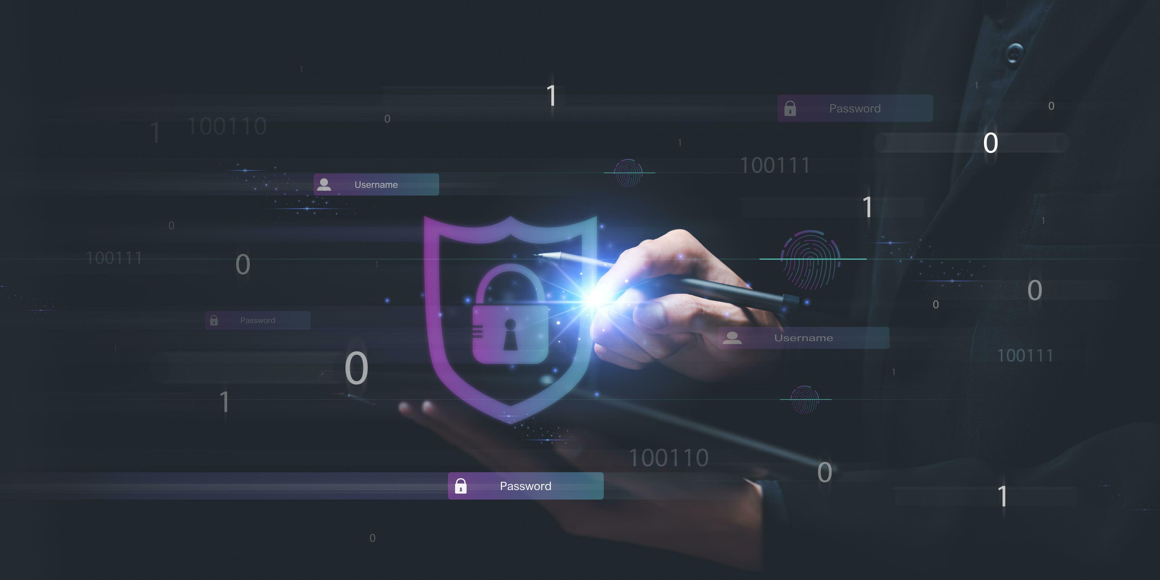 Businessman Showing Data Access Protection With Key Icon Safety