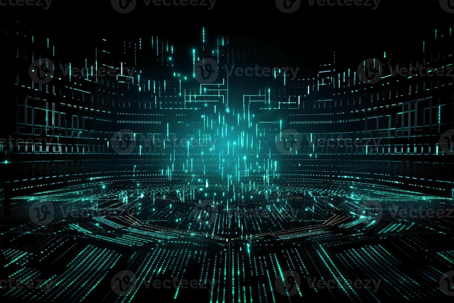 Big Data Internet Network Digital Technology With Binary Computer Code On Virtual Screen