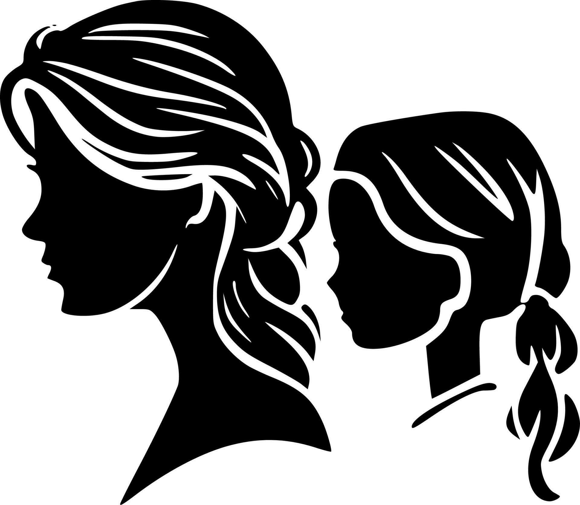 Mother Daughter - Black and White Isolated Icon - Vector illustration 24164841 Vector Art at ...