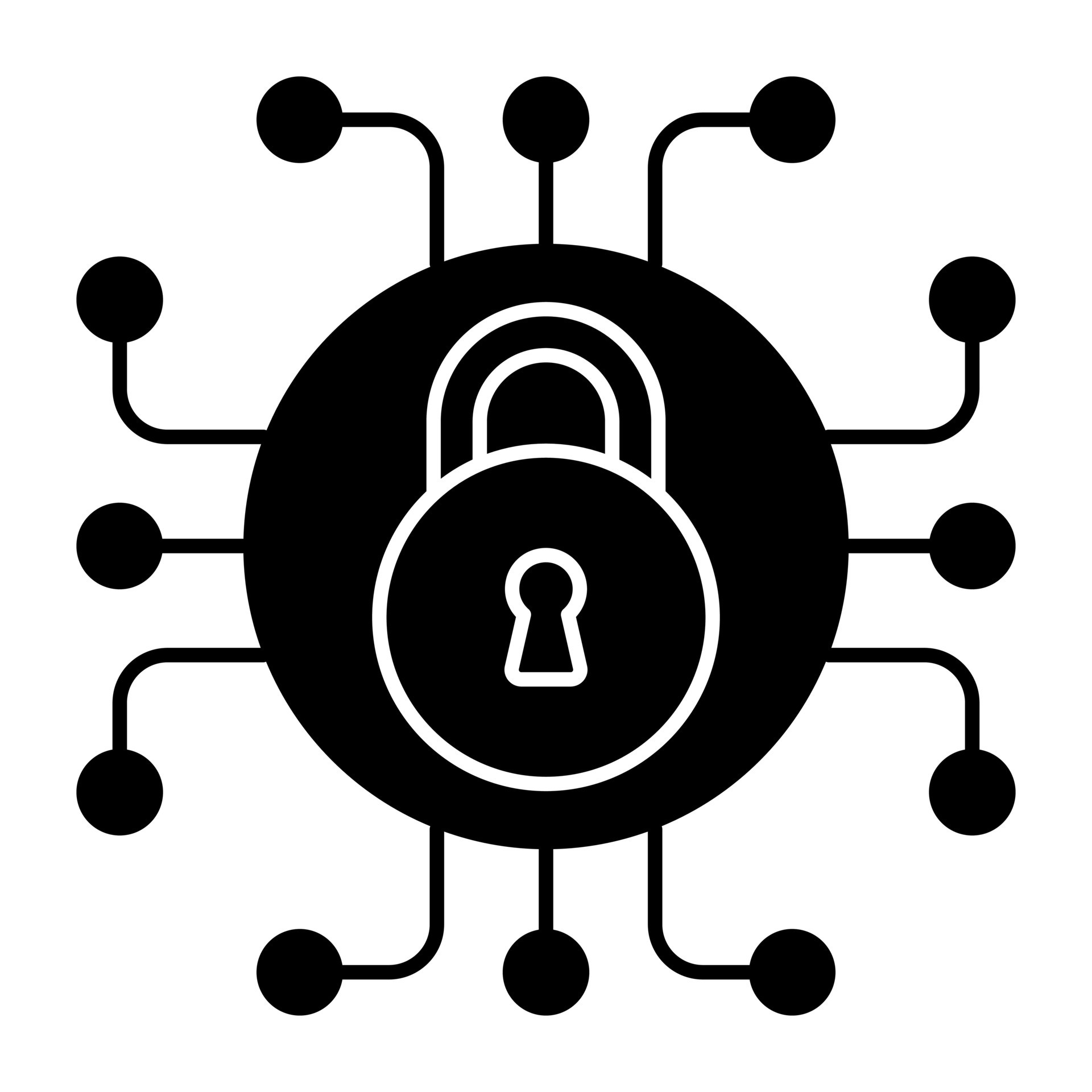 A solid design icon of encryption, padlock with nodes 24169971 Vector ...
