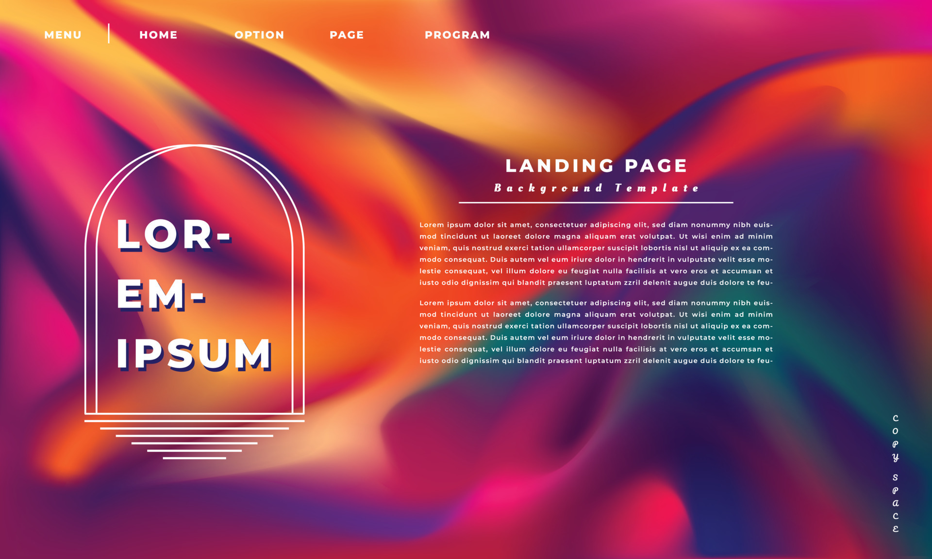 Colorful Gradient Mesh Background Template Copy Space Fluid Colour Landing Page Design