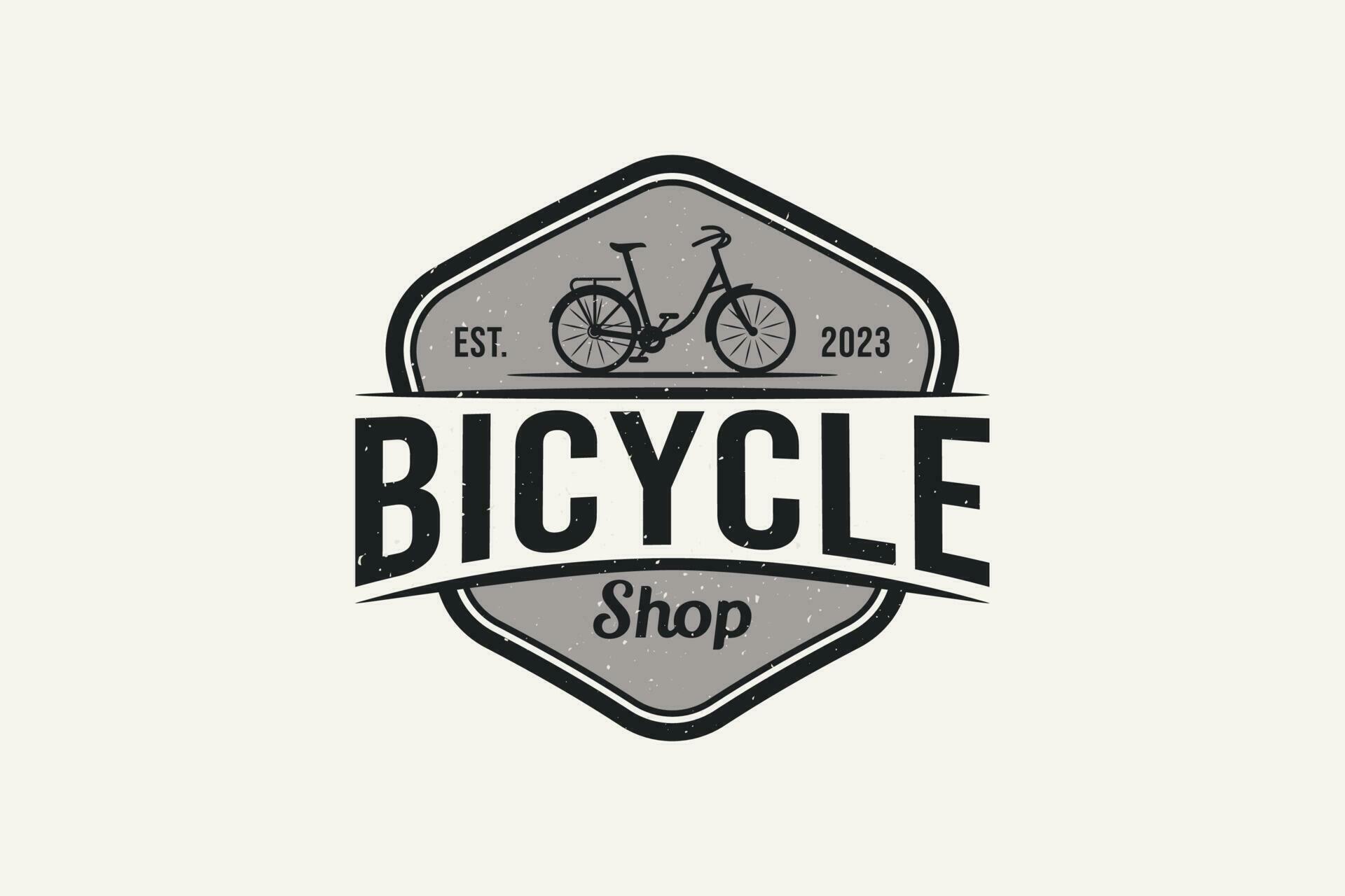 bicycle shop logo in vintage style for any business. 24177188 Vector Art at Vecteezy