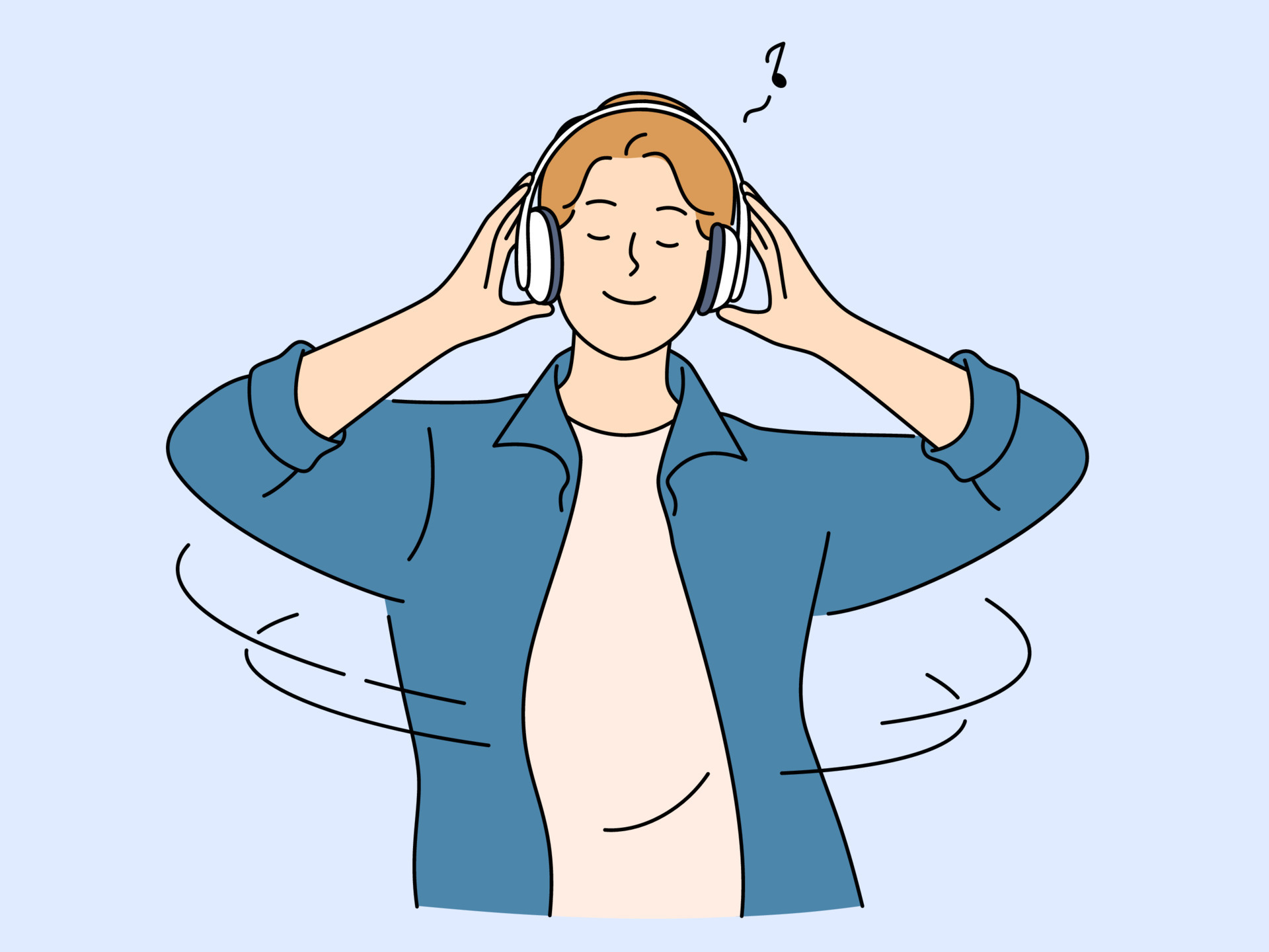 Happy young man listen music in earphones. Smiling guy enjoy good ... Happy young man listen music in earphones. Smiling guy enjoy good ...
