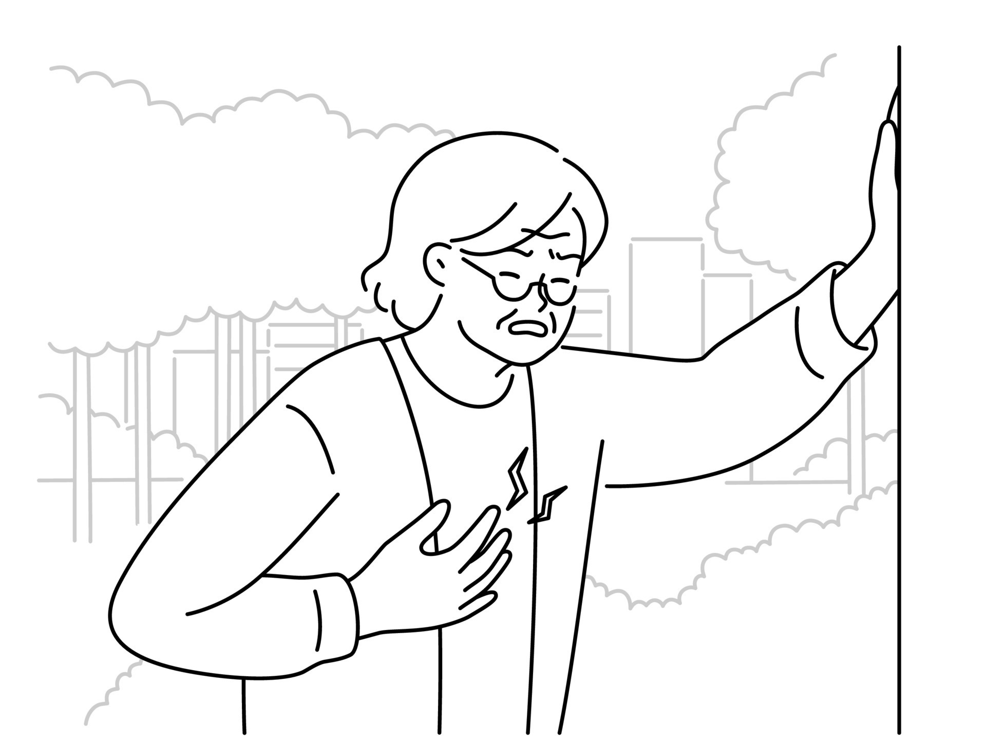 Unhealthy Mature Woman Touch Chest Suffer From Heart Attack Unwell