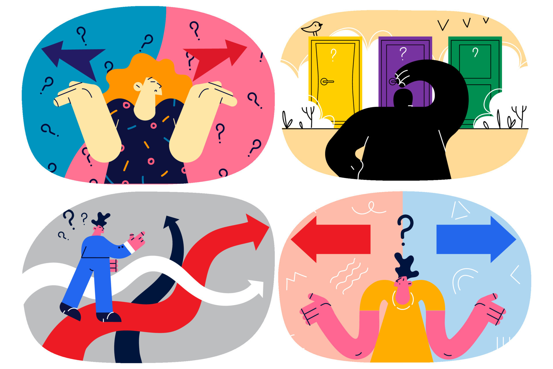 Unsure people feel confused choose decide stressed making solution or ...