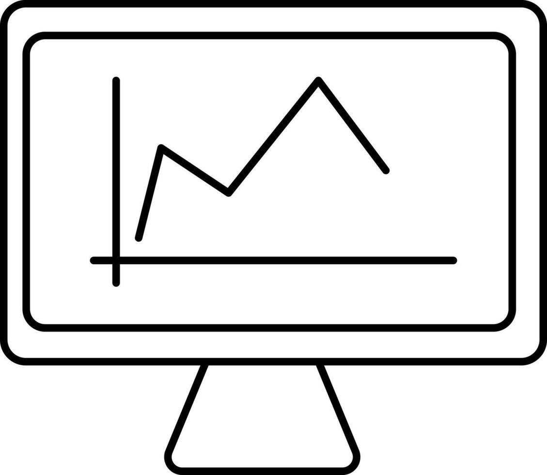 Linear Wavy Graph In Computer Screen Icon. 24181126 Vector Art at Vecteezy