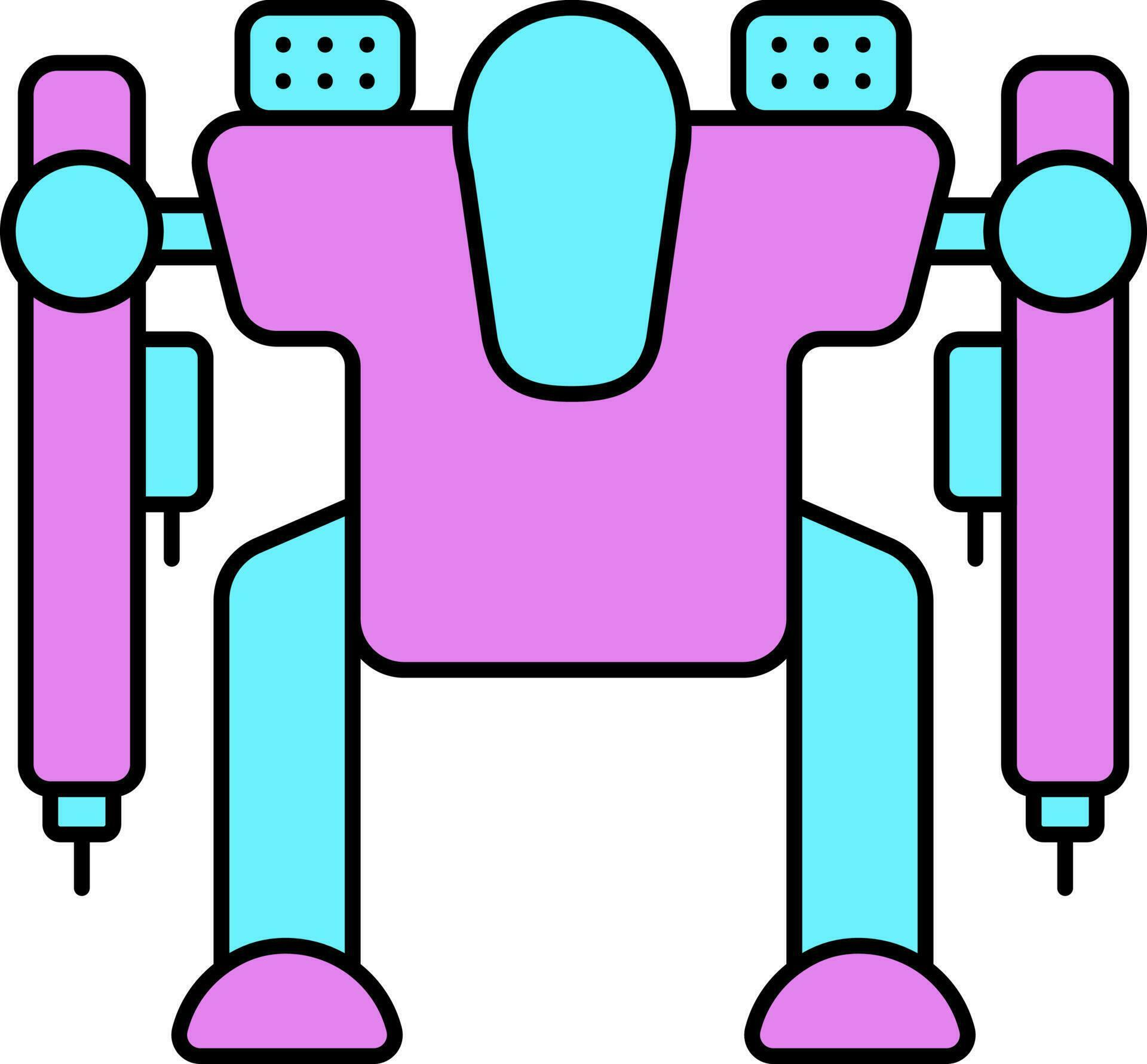 Pink And Blue Illustration Of Humanoid Robot Flat Icon. 24181471 Vector ...