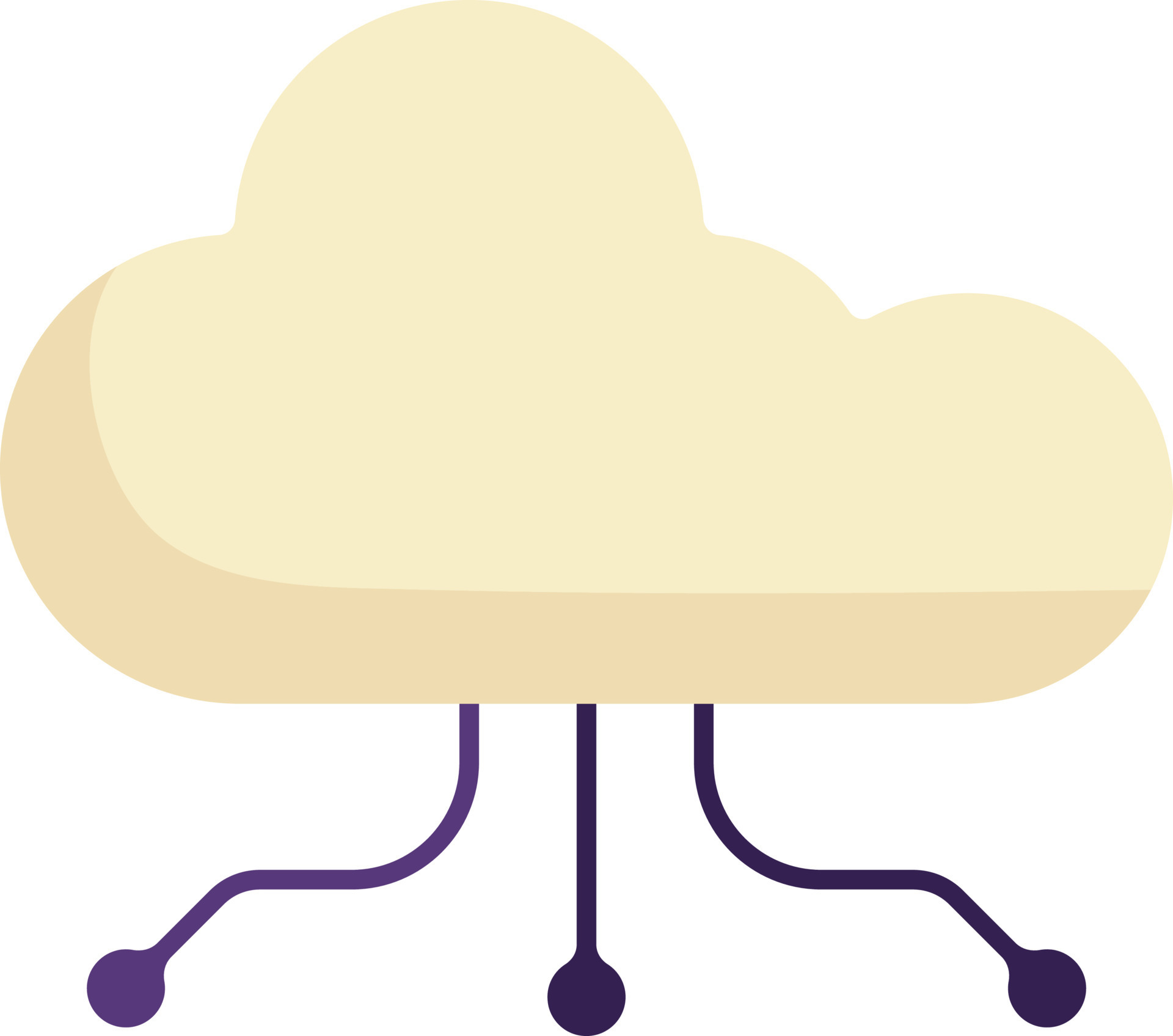 Flat Style Cloud Computing Icon In Yellow And Purple Color 24181520