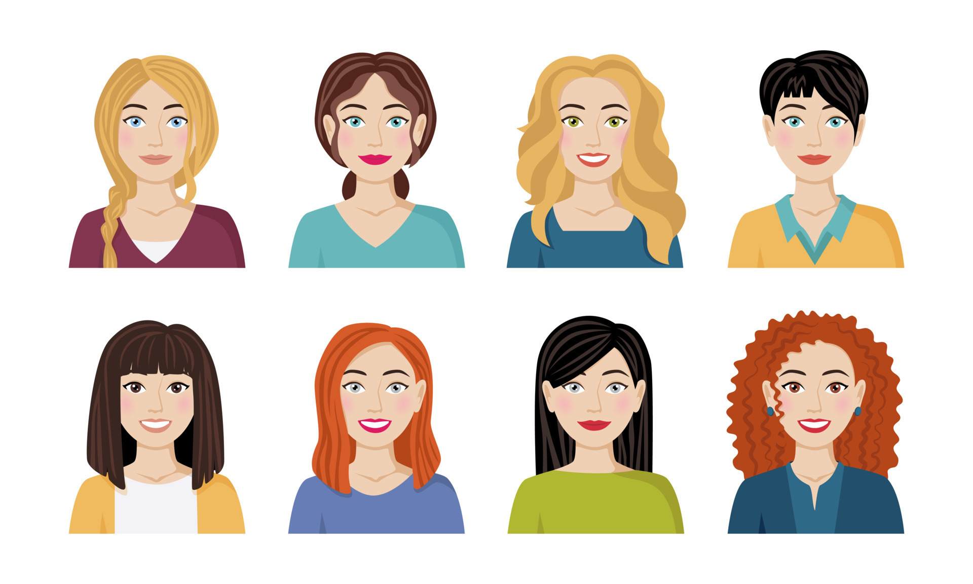 A set of avatars of happy people of different appearance, hairstyles ... A set of avatars of happy people of different appearance, hairstyles ...