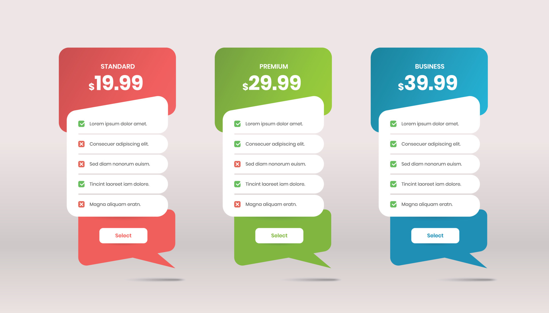 Minimalistic Modern Pricing Comparison Table With Checklist For Website
