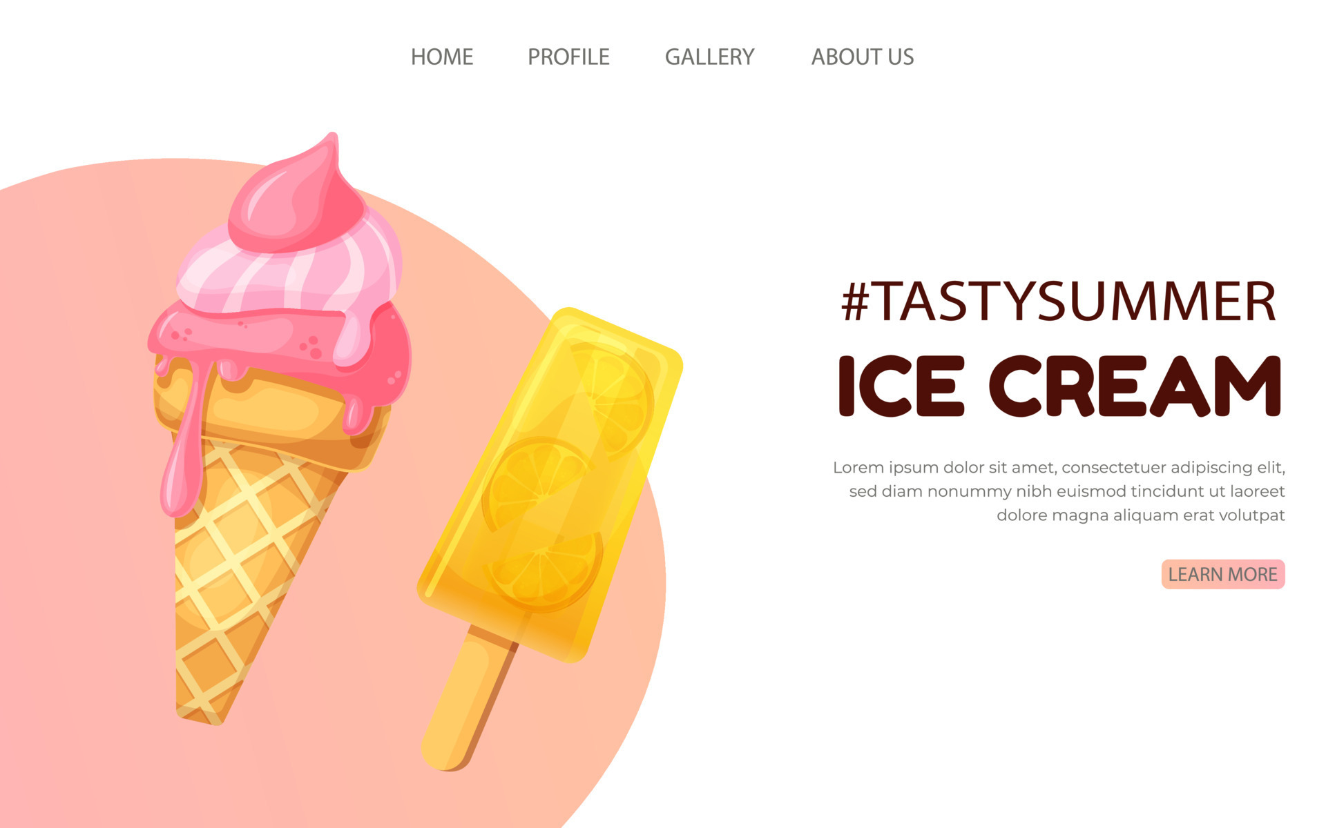 Creative summer landing page design in trendy colors with summer ice ...