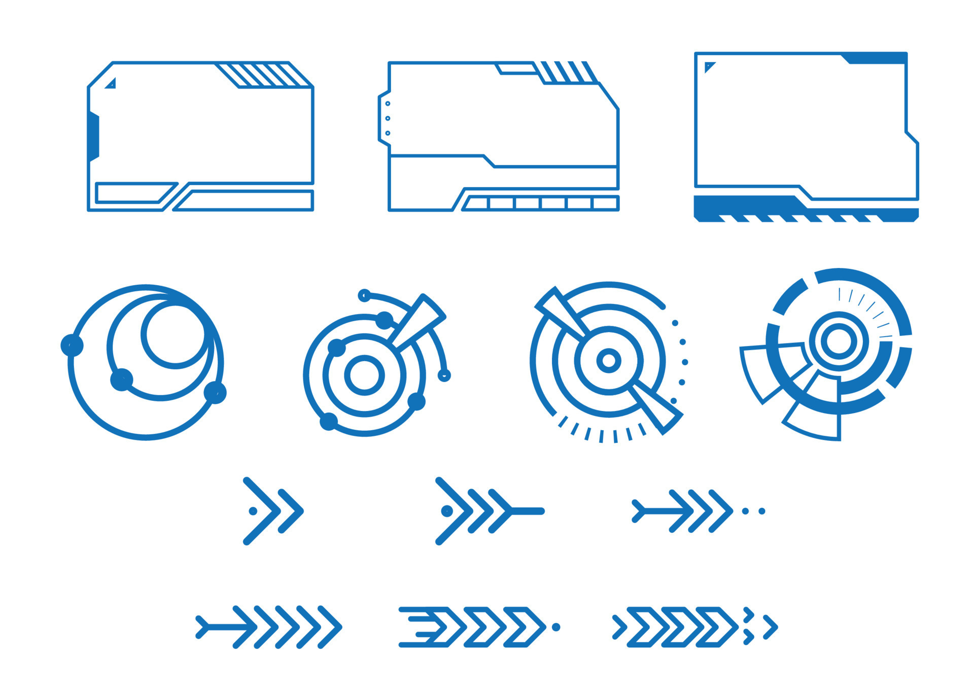 Set of sci fi ui hud web futuristic elements modern icons on the topic ... Set of sci fi ui hud web futuristic elements modern icons on the topic ...
