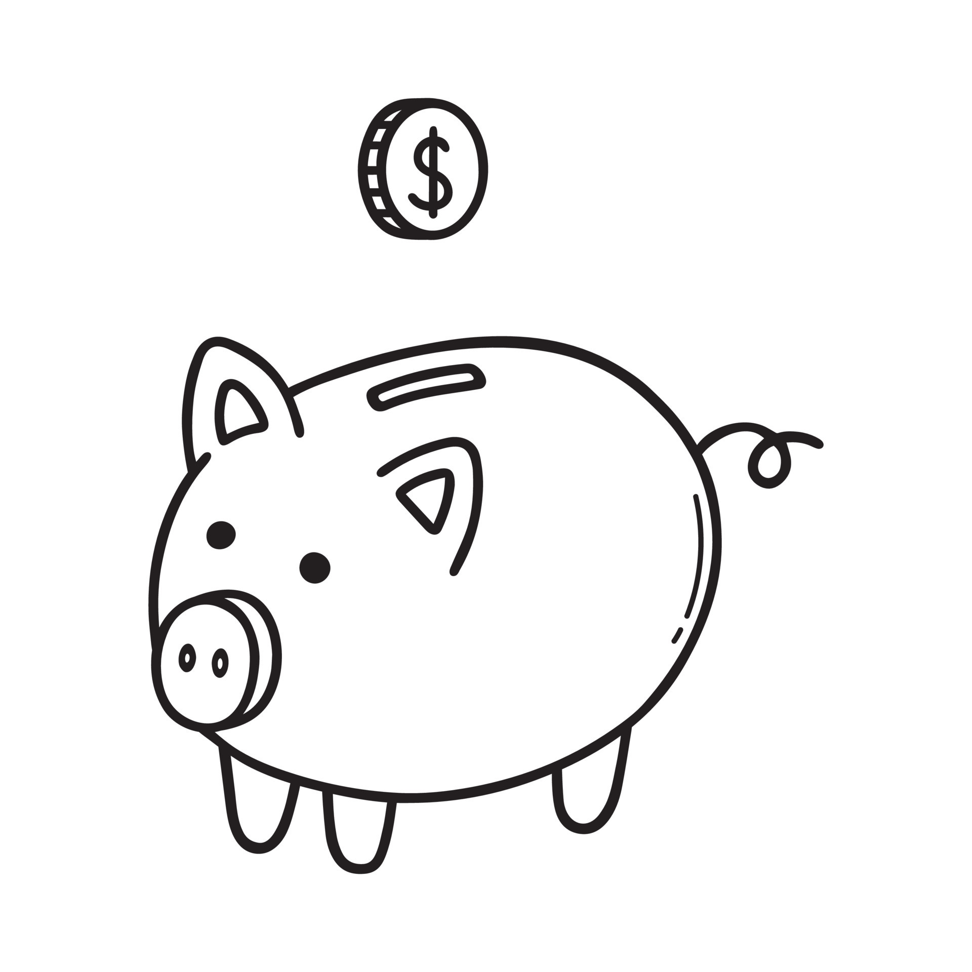 Piggy Bank Clip Art Black And White