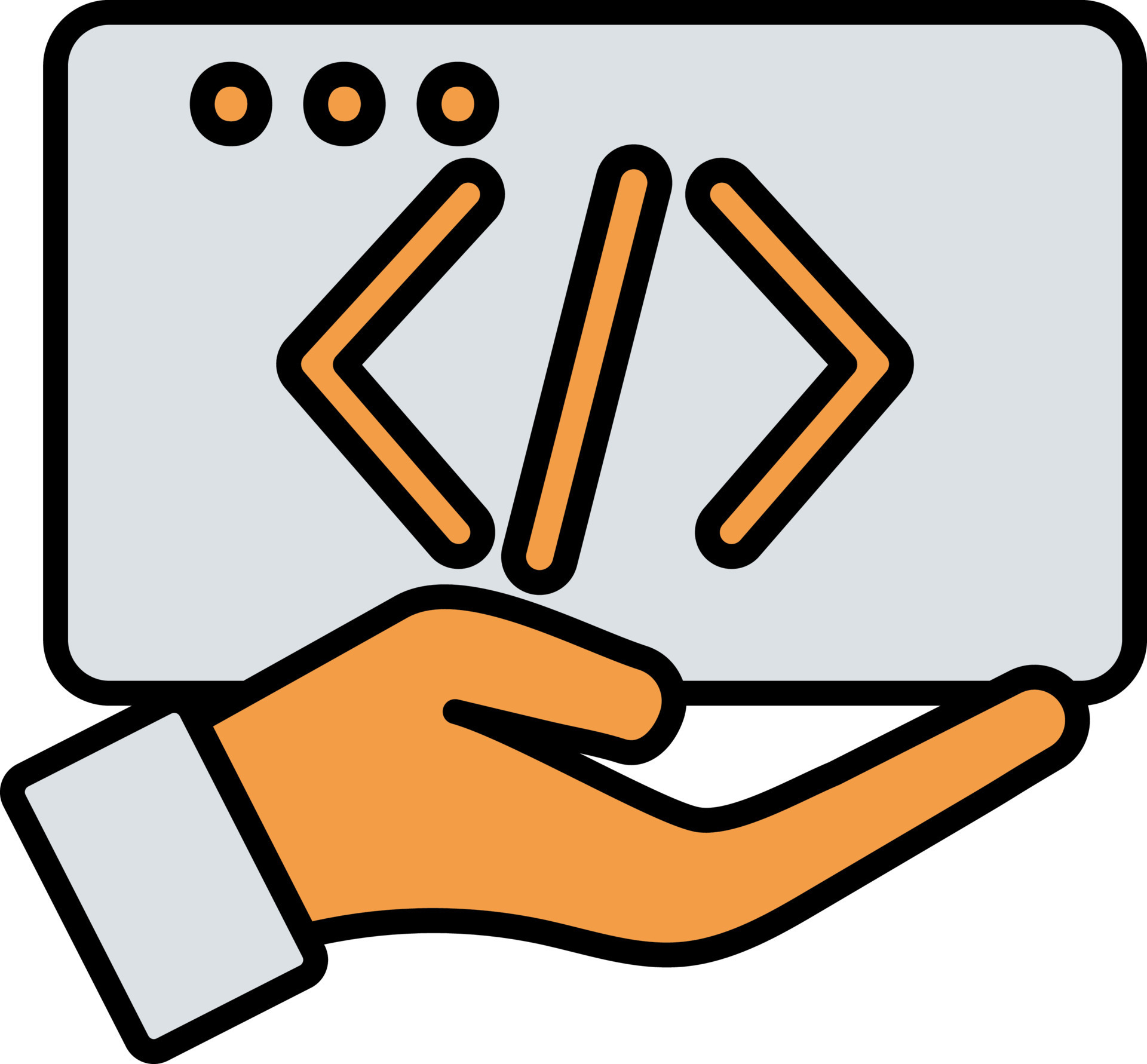 Web Developer Icon In Orange And Gray Color. 24191538 Vector Art at ...