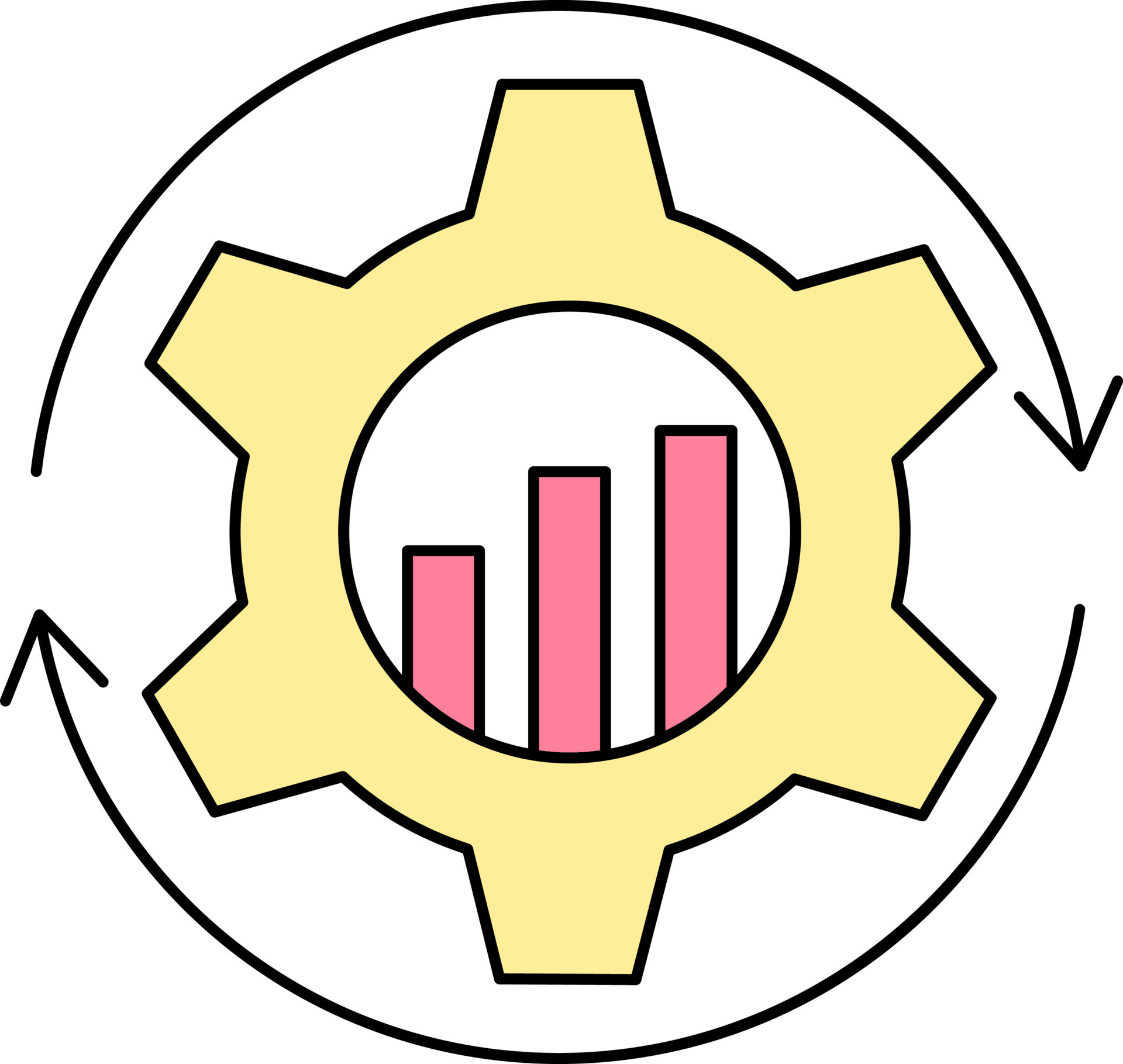 Isolated Data Processing Icon In Pink And Yellow Color. 24194041 Vector ...