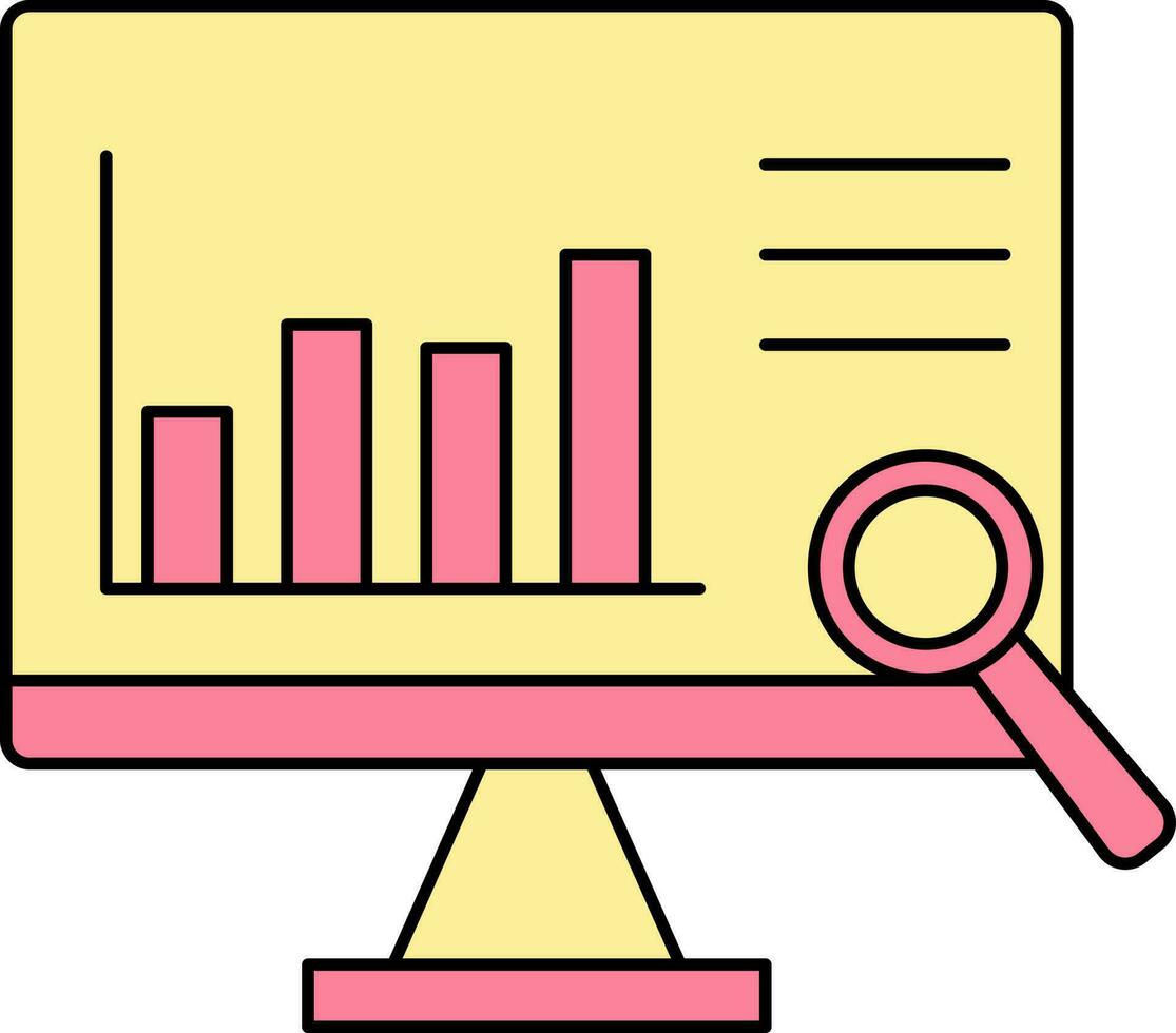 Pink And Yellow Searching Data Analysis In Computer Icon. 24194050 ...