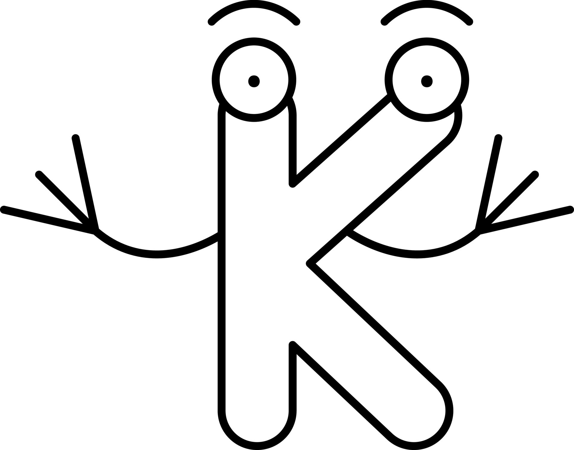 Black Outline Capital Letter K Alphabet Cartoon Character Icon 24194686 Vector Art At Vecteezy