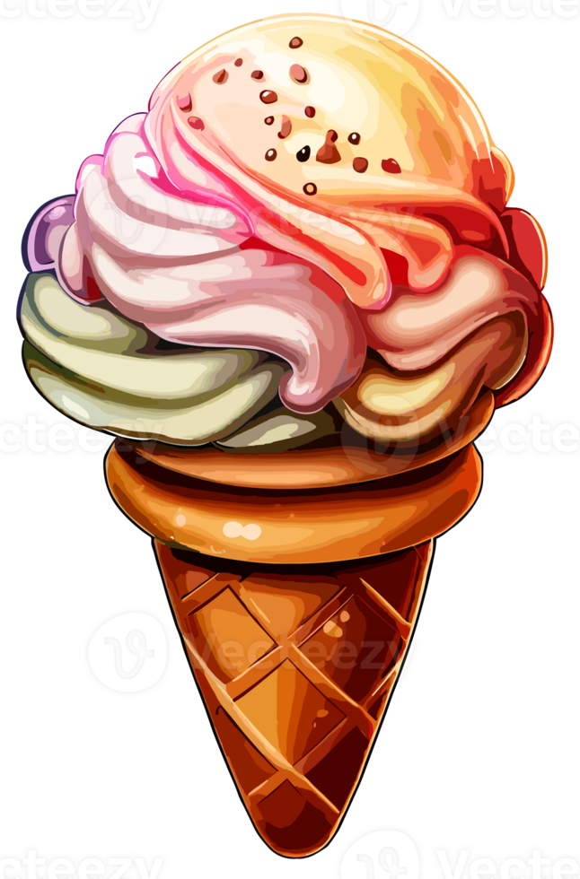Ice Cream On A Wafer Cone Isolated Clip Art Illustration Style 24195359 Png