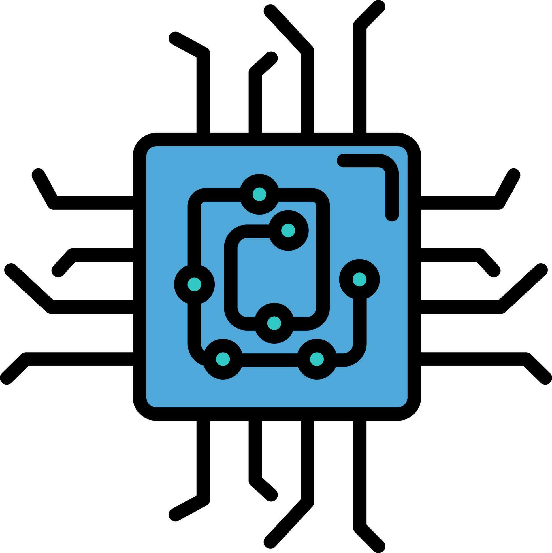 Circuit Or Computer Chip Icon In Blue Color. 24197663 Vector Art at ...