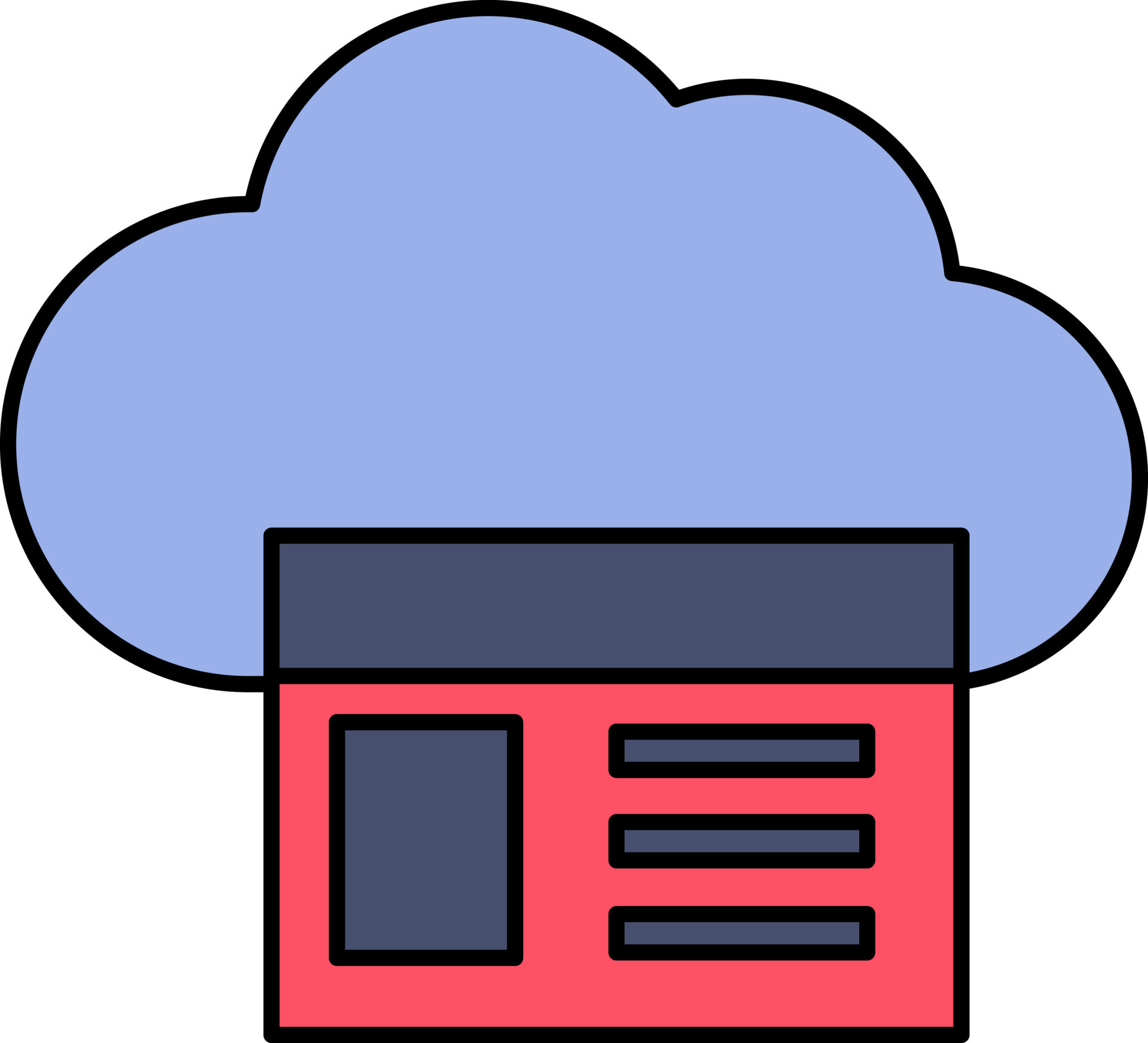 Cloud With Web Page Icon In Red And Blue Color. 24197844 Vector Art at ...