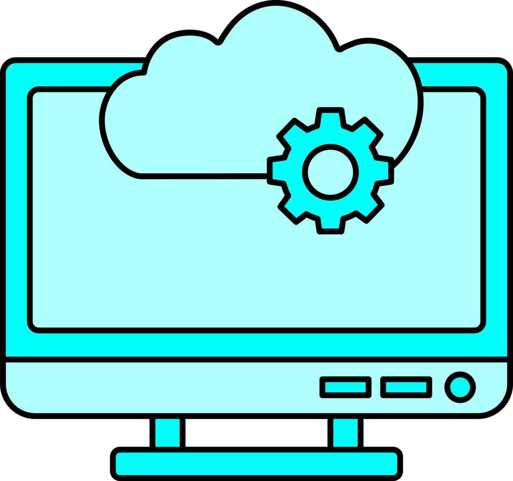 Cloud Setup With Computer Icon Or Symbol In Cyan Color. 24198056 Vector Art at Vecteezy