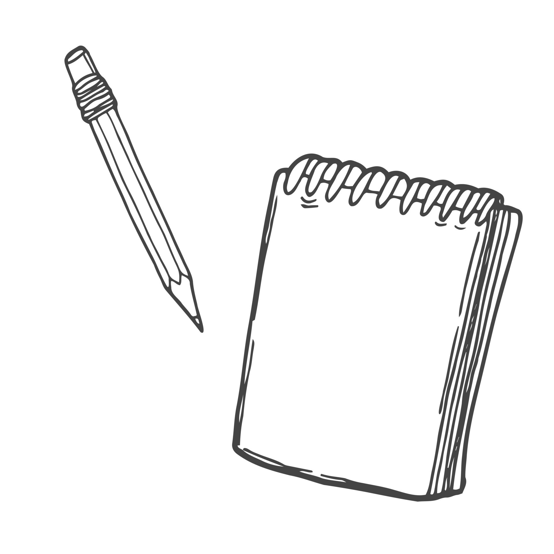 Hand Drawn Doodle Sketch Open Notebook With Pencil 24202805 Vector Art
