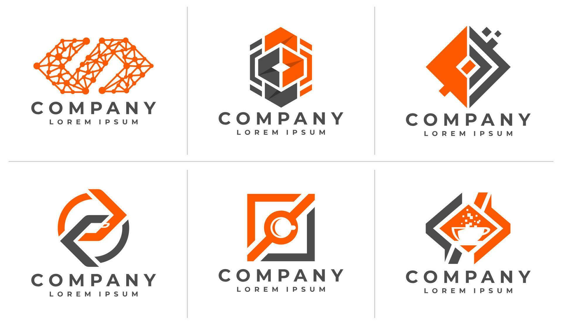 Modern digital program code logo design. Technology software coding ...