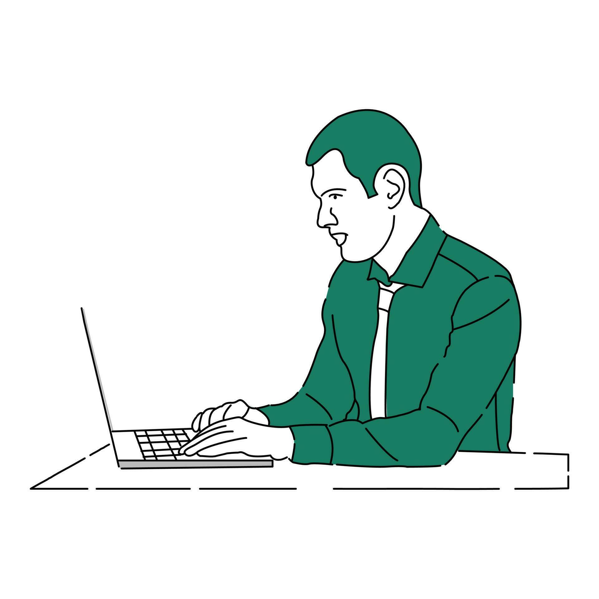 Working in office with computer. Vector Art 24203917 Vector Art at Vecteezy