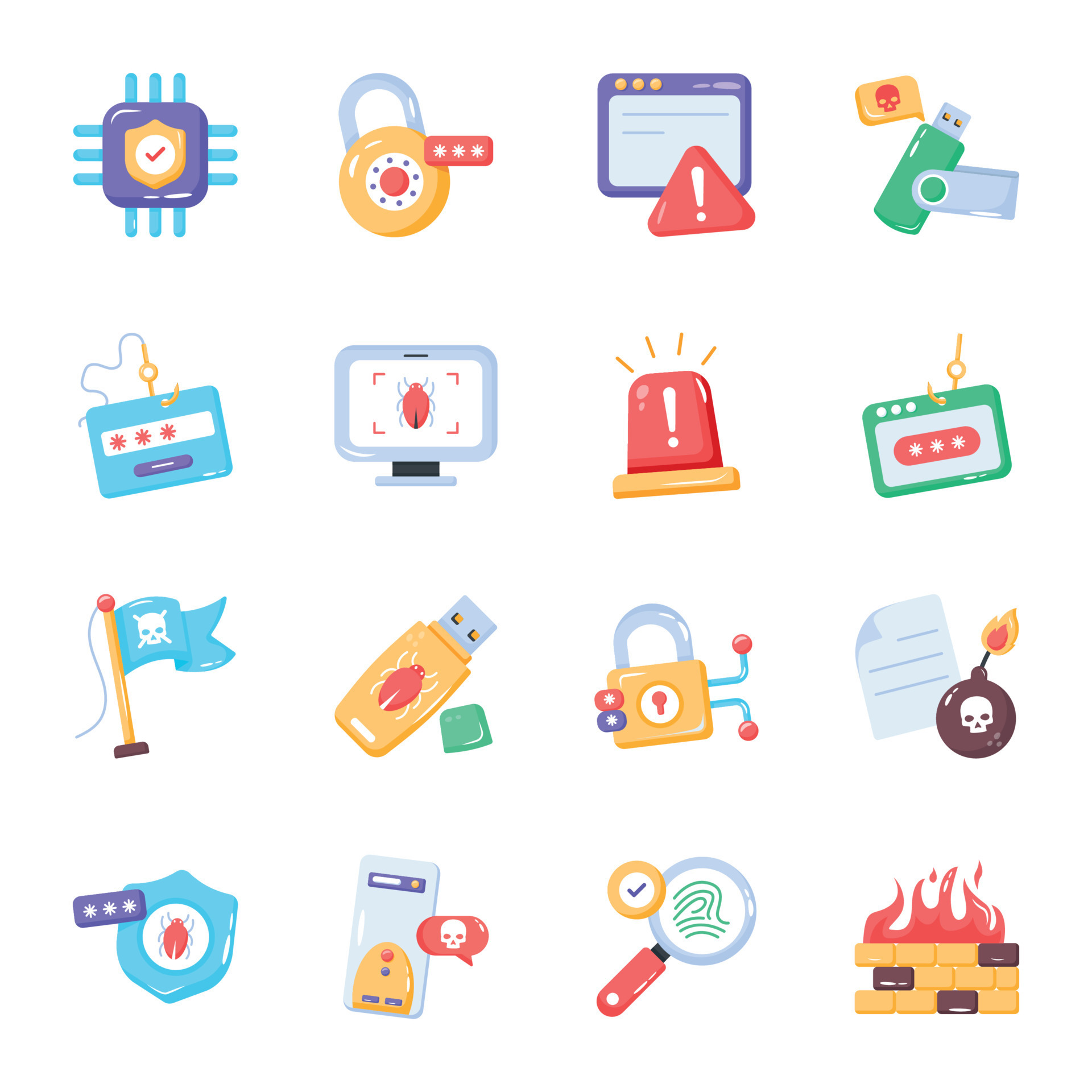 Set of Data Encryption Flat Icons 24204040 Vector Art at Vecteezy