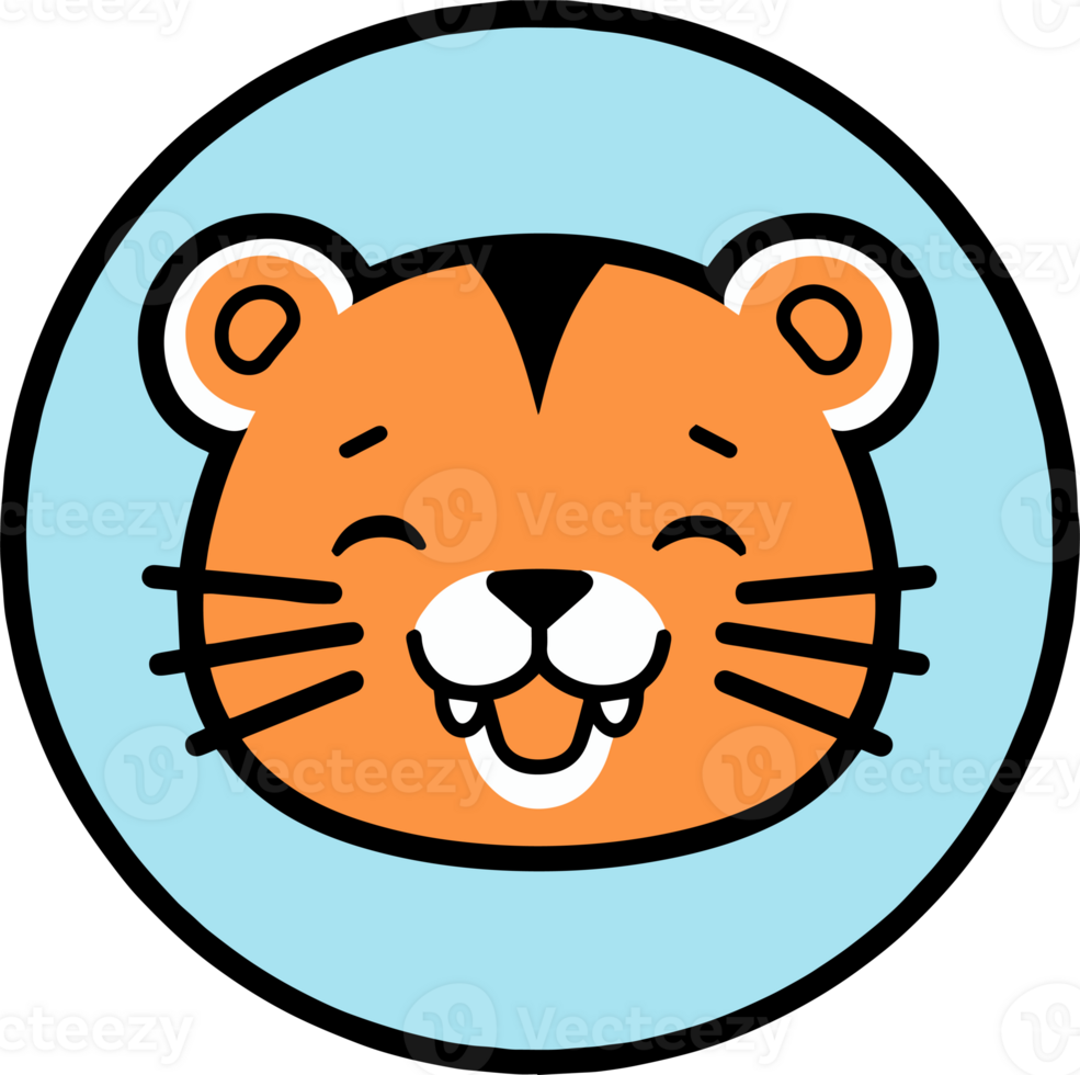 Hand Drawn Cute Tiger In Doodle Style 24206537 Png