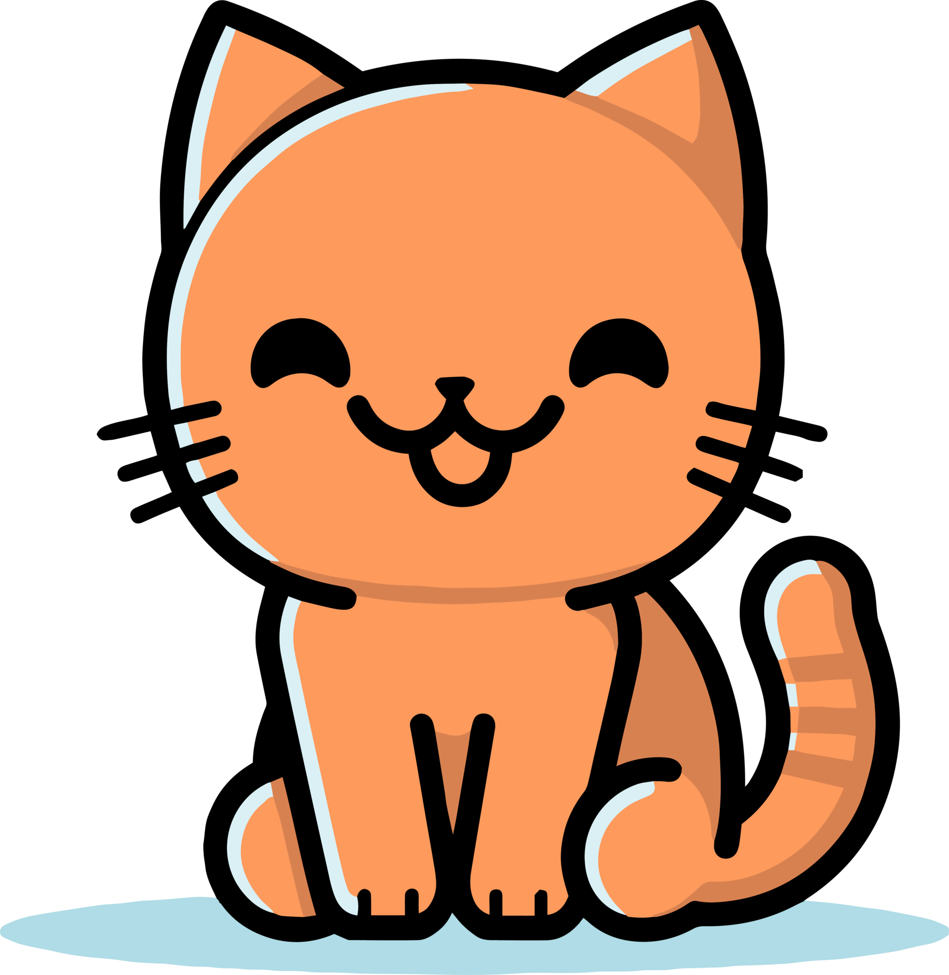Hand Drawn Cute Cat In Doodle Style 24207419 Png