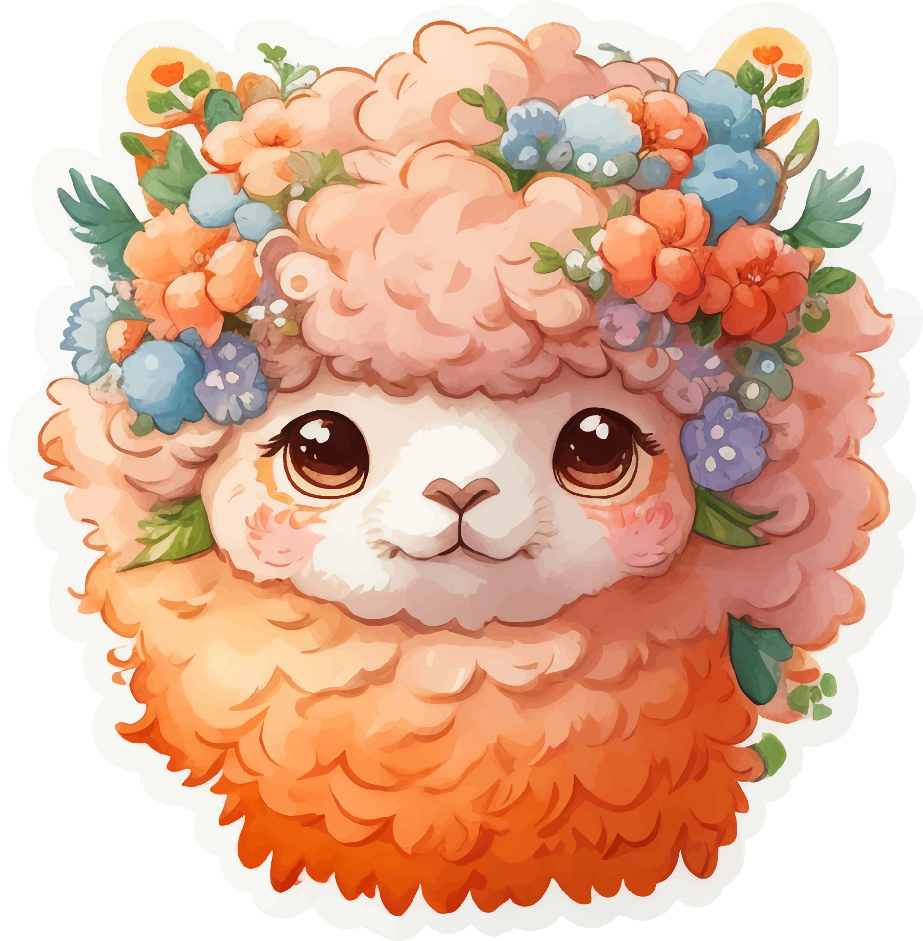 Cute Alpaca Illustration Sticker with 24207638 PNG