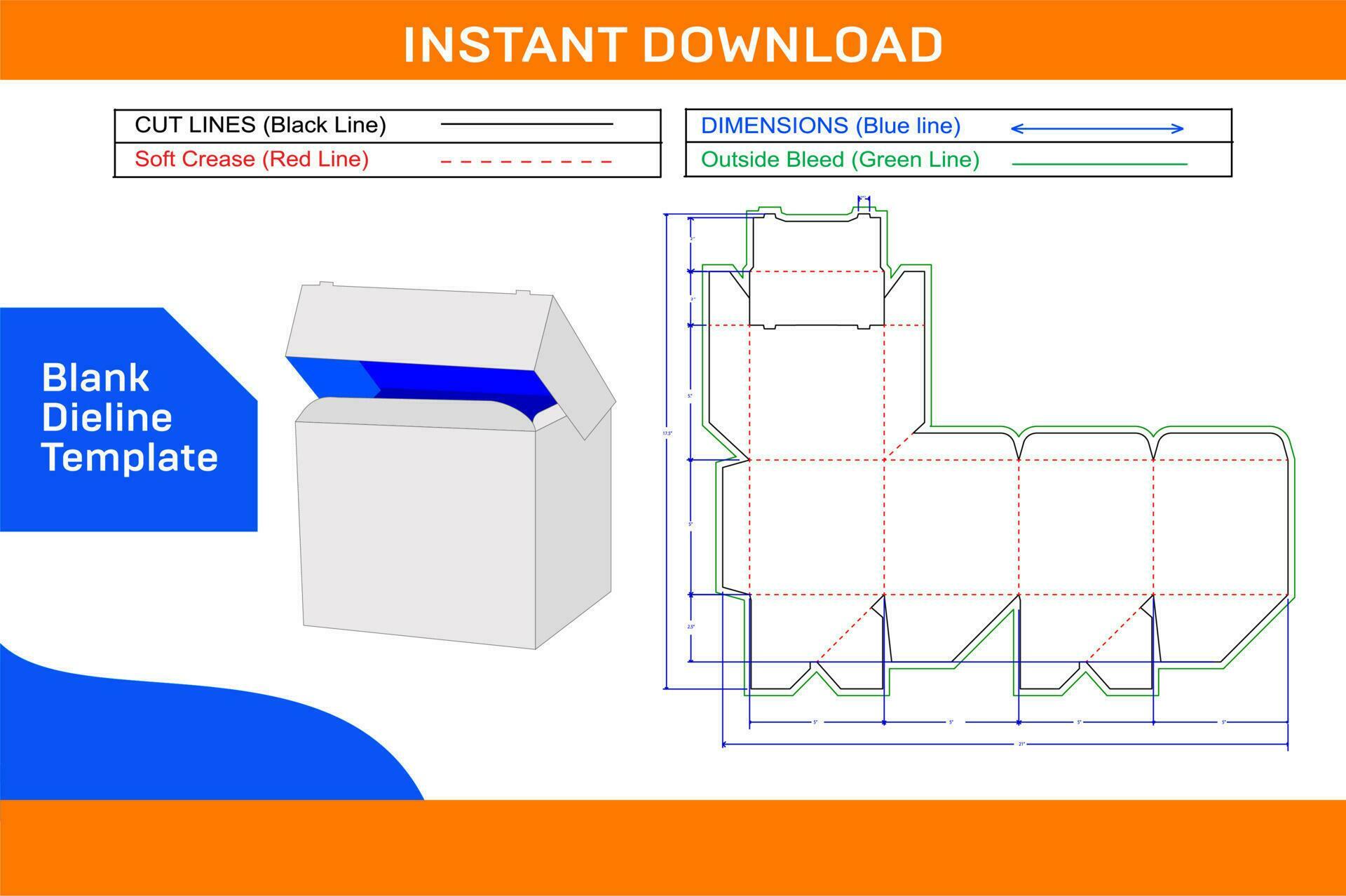 Corugated carton folding box dieline template and 3D box design easily editable and resizable ...
