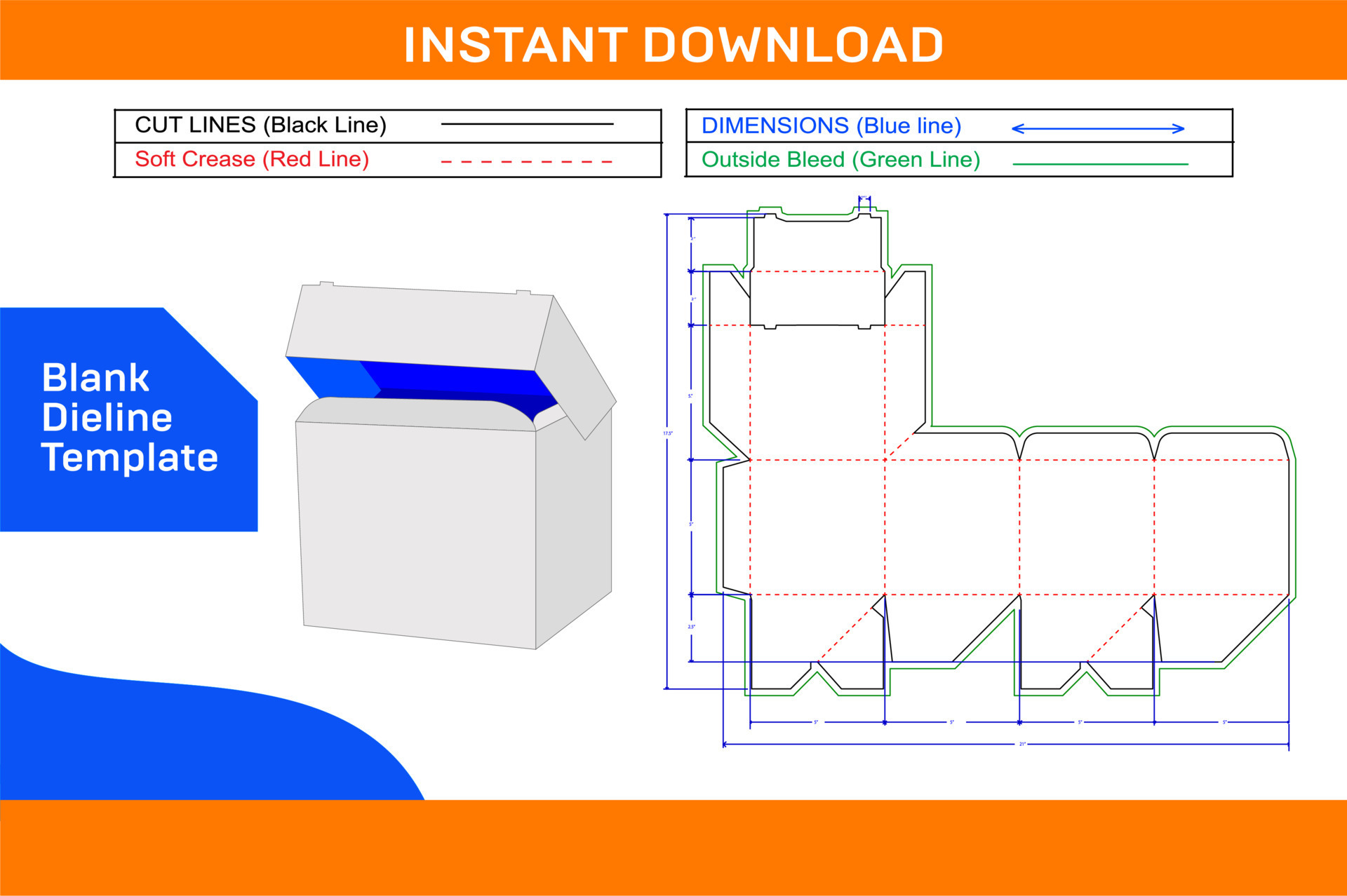 Corugated Carton Folding Box Dieline Template And 3d Box Design Easily Editable And Resizable