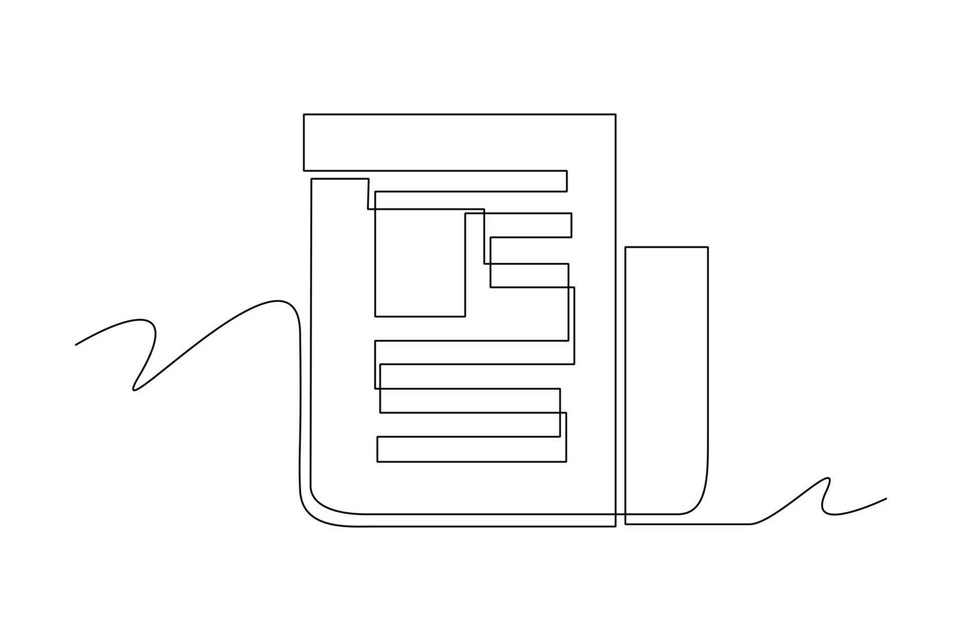 Continuous one-line drawing important paper documents. Document thin concept. Single line ...