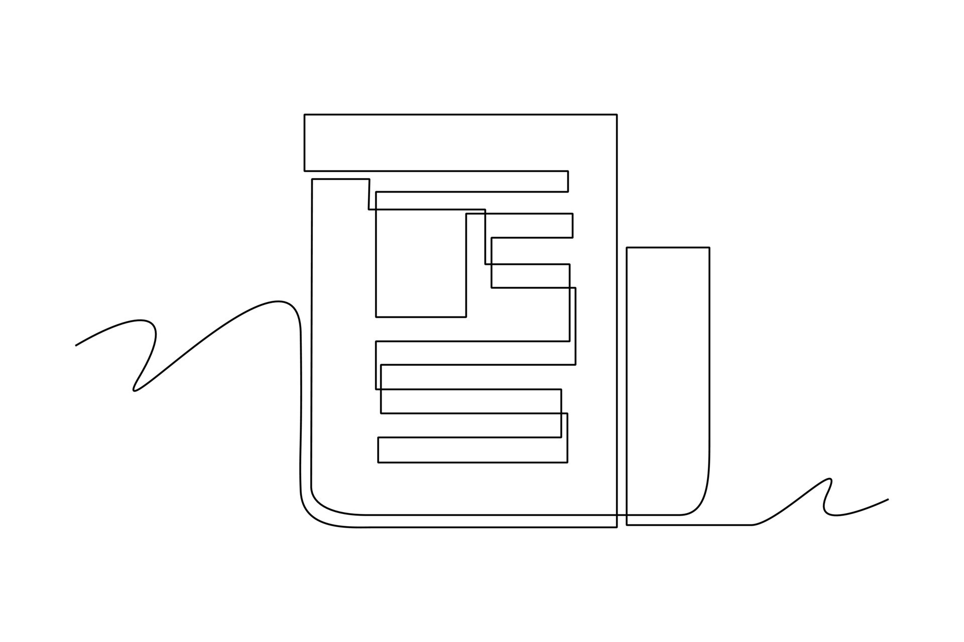 Continuous one-line drawing important paper documents. Document thin ...