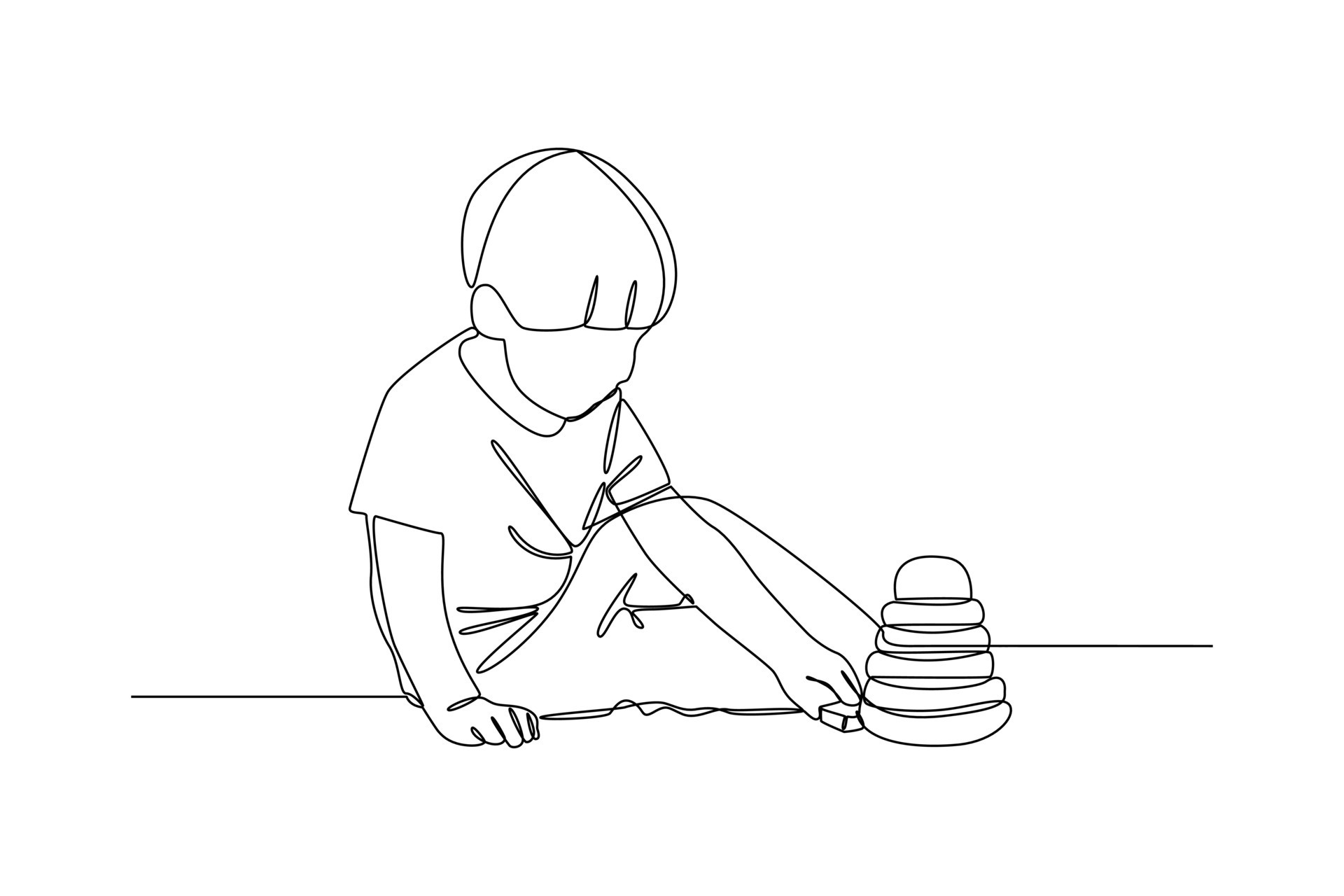 Single one-line drawing children playing array. Children playing with ...