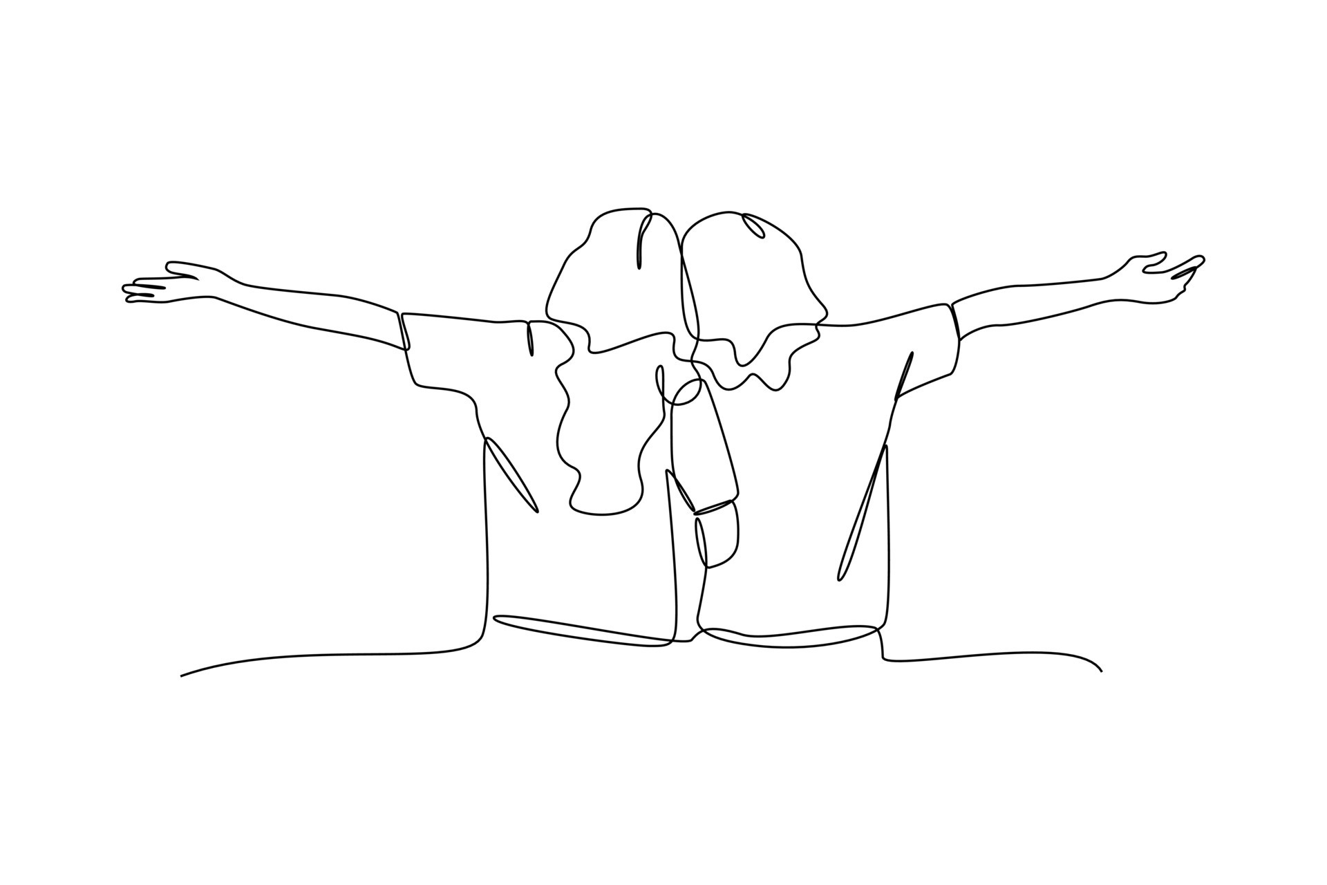 Continuous one-line drawing friendship of two women. Friendship Day ... Continuous one-line drawing friendship of two women. Friendship Day ...