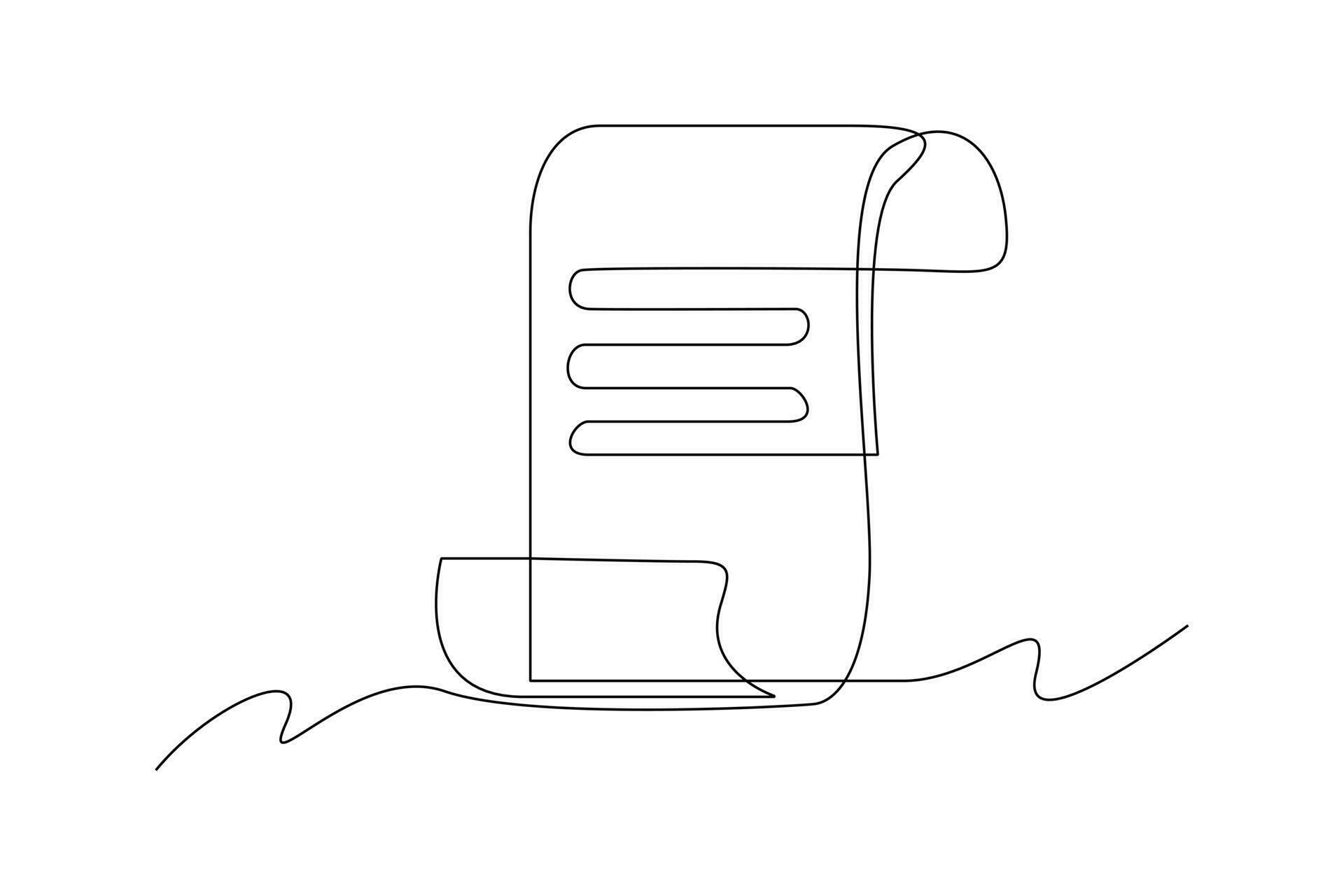 Continuous one-line drawing document sheet. Document thin concept. Single line drawing design ...