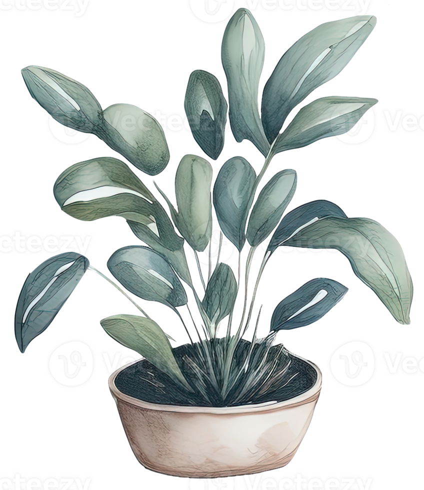 Watercolor House plant. 24217642 PNG