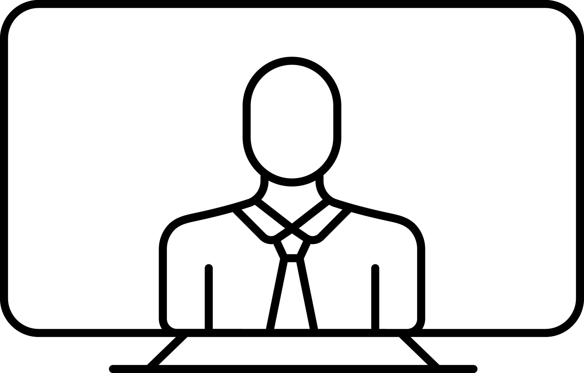 Line Art Illustration of Man in Desktop Screen Icon. 24218264 Vector ...