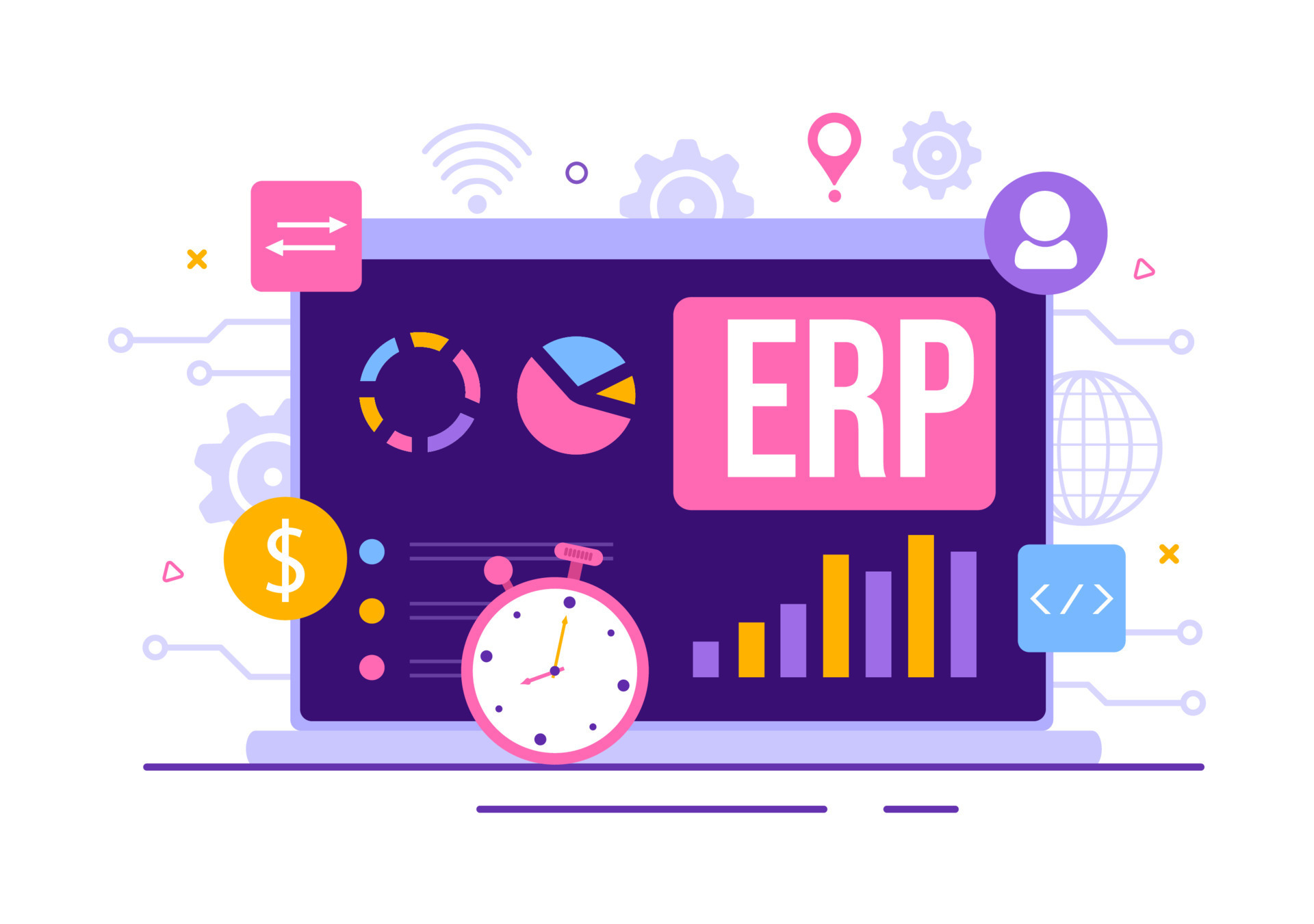 ERP Enterprise Resource Planning System Vector Illustration with ...