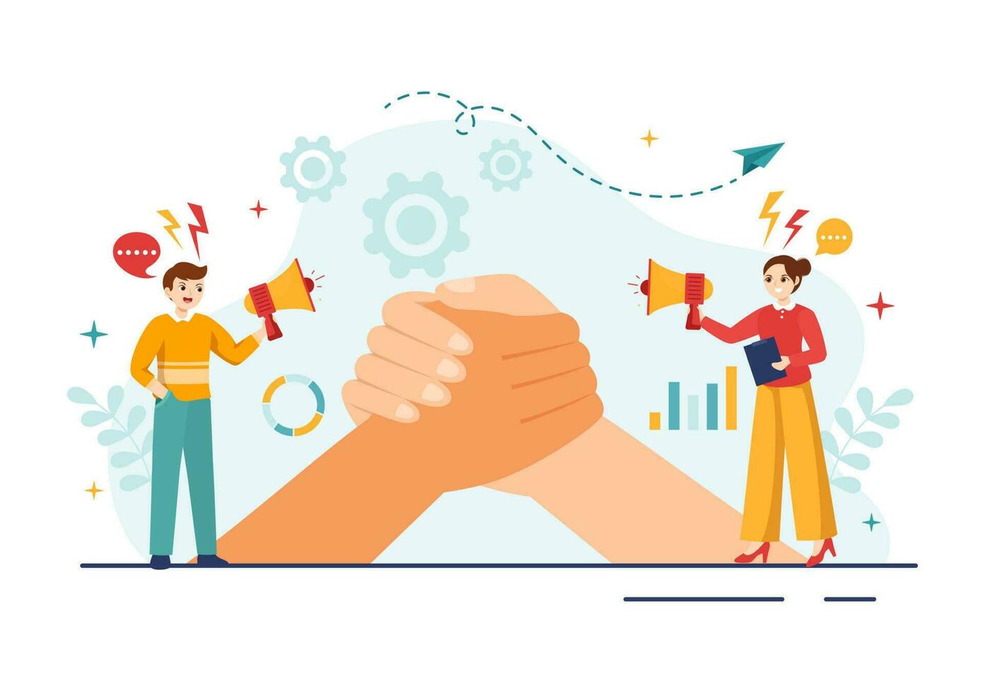 Conflict Resolution and Management Vector Illustration with Two Society ... Conflict Resolution and Management Vector Illustration with Two Society ...