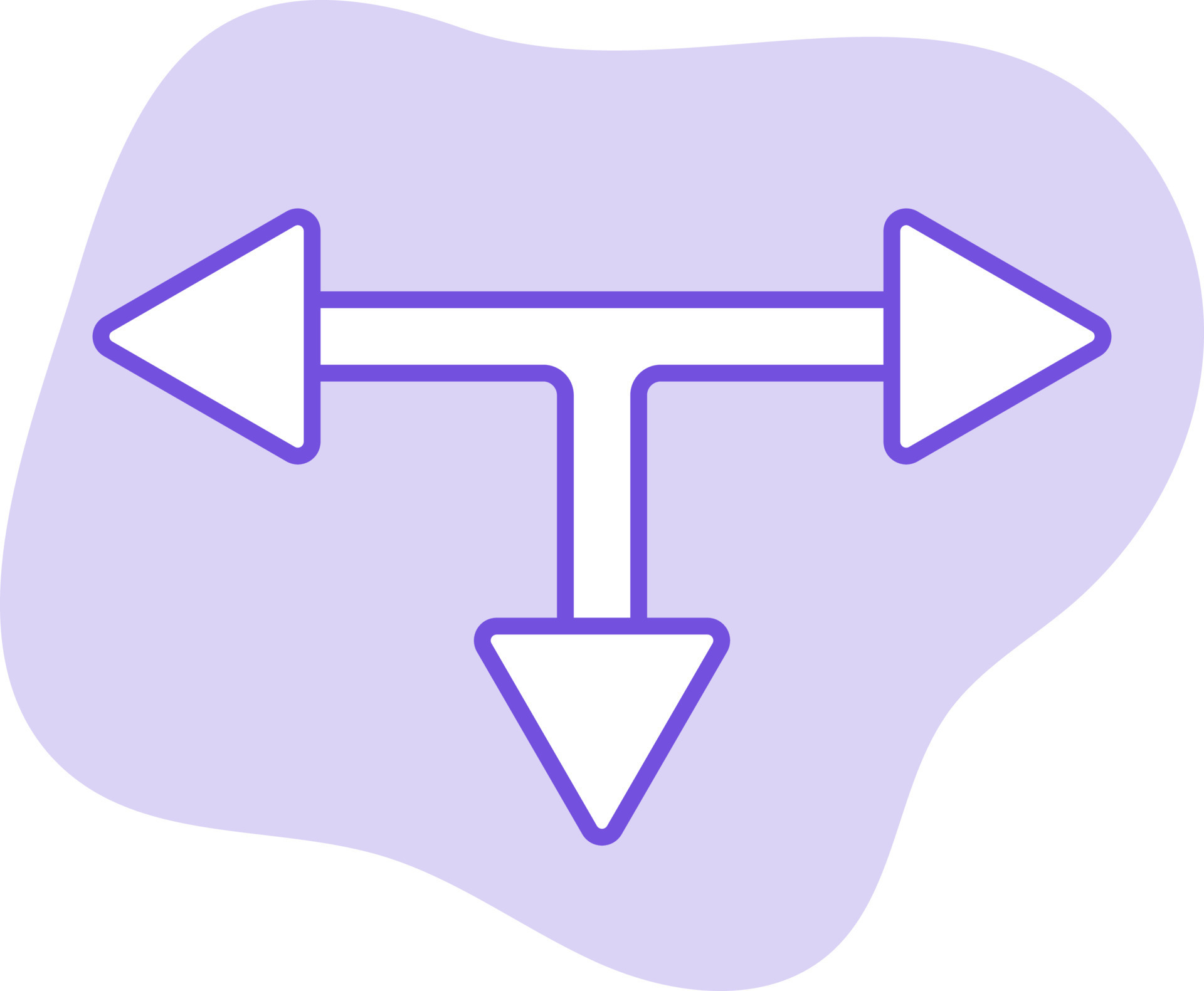 Three Way Direction Arrow Icon On Purple Background 24218869 Vector