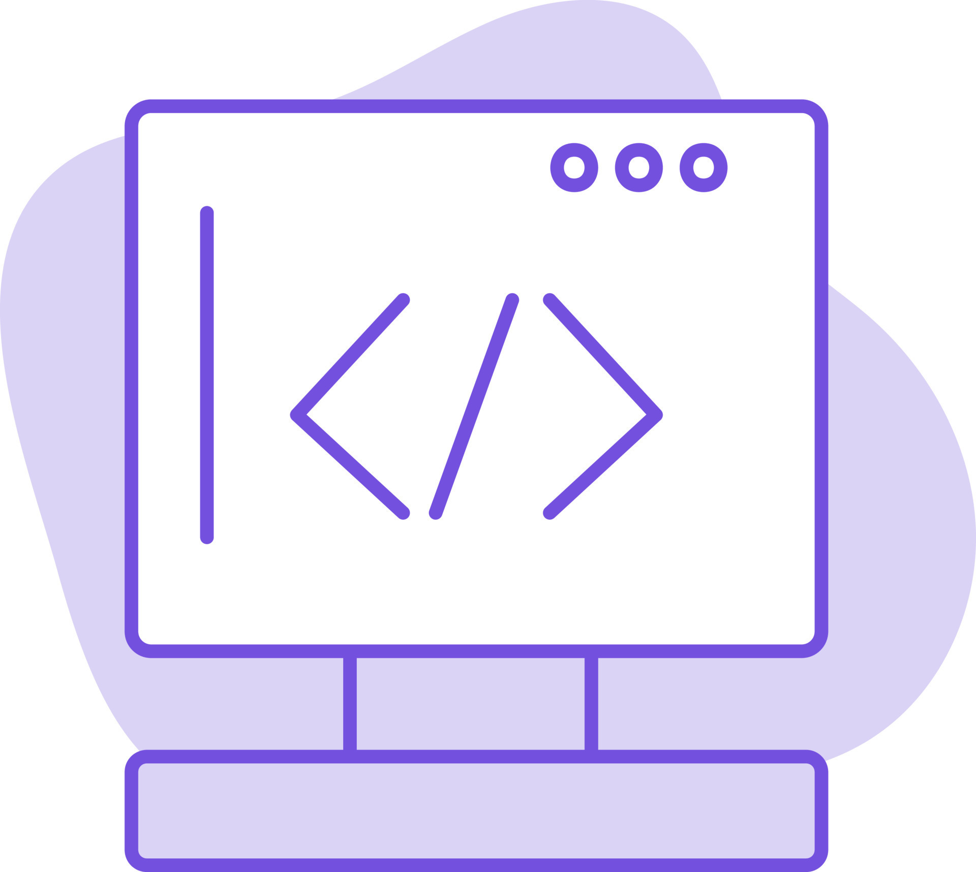 Web Coding In Desktop Icon On Purple Background. 24218881 Vector Art at ...
